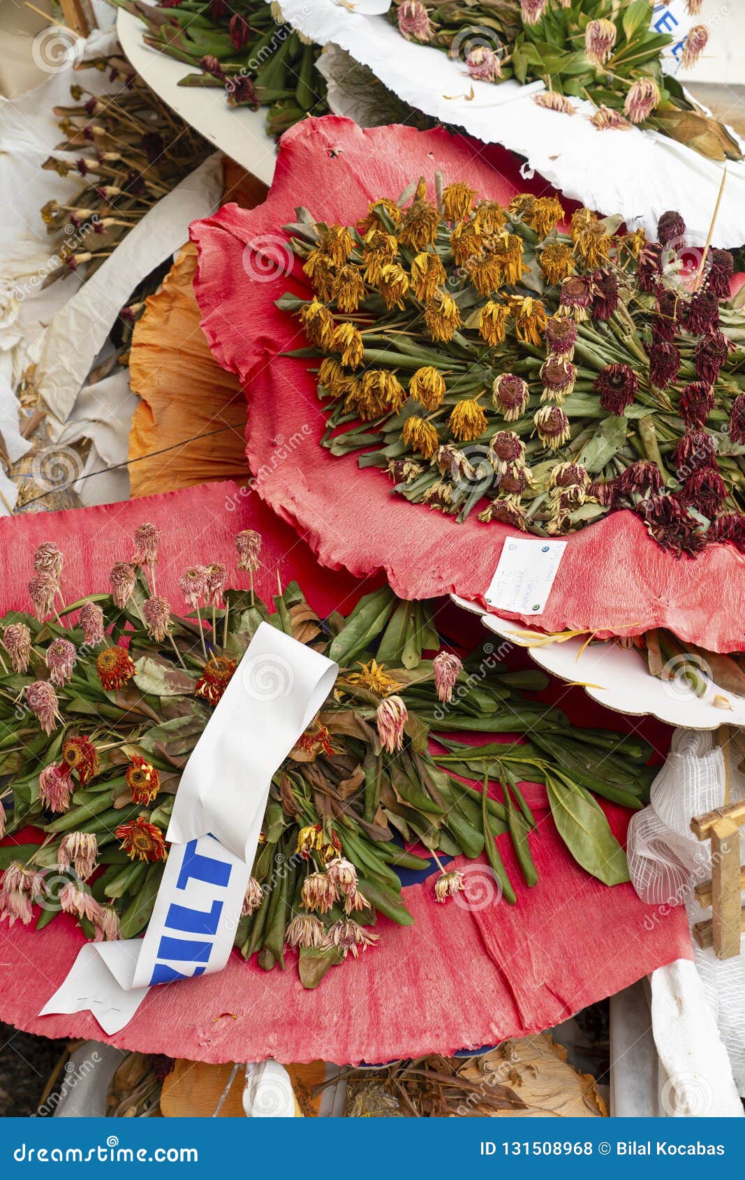 Used and Abandoned Wreath Stack, Pile, Heap, Mass Stock Photo - Image ...