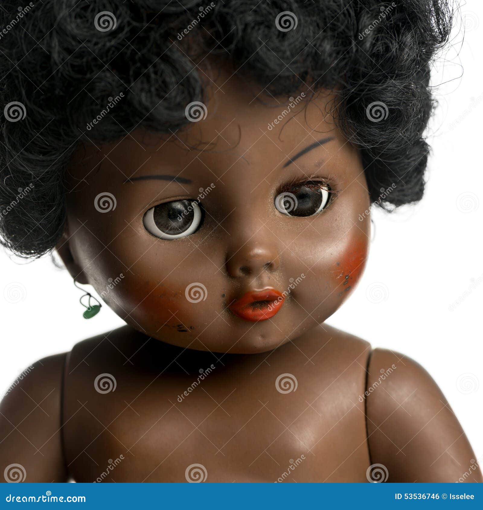 Used Black Doll in Front of a White Background Stock Photo - Image of ...