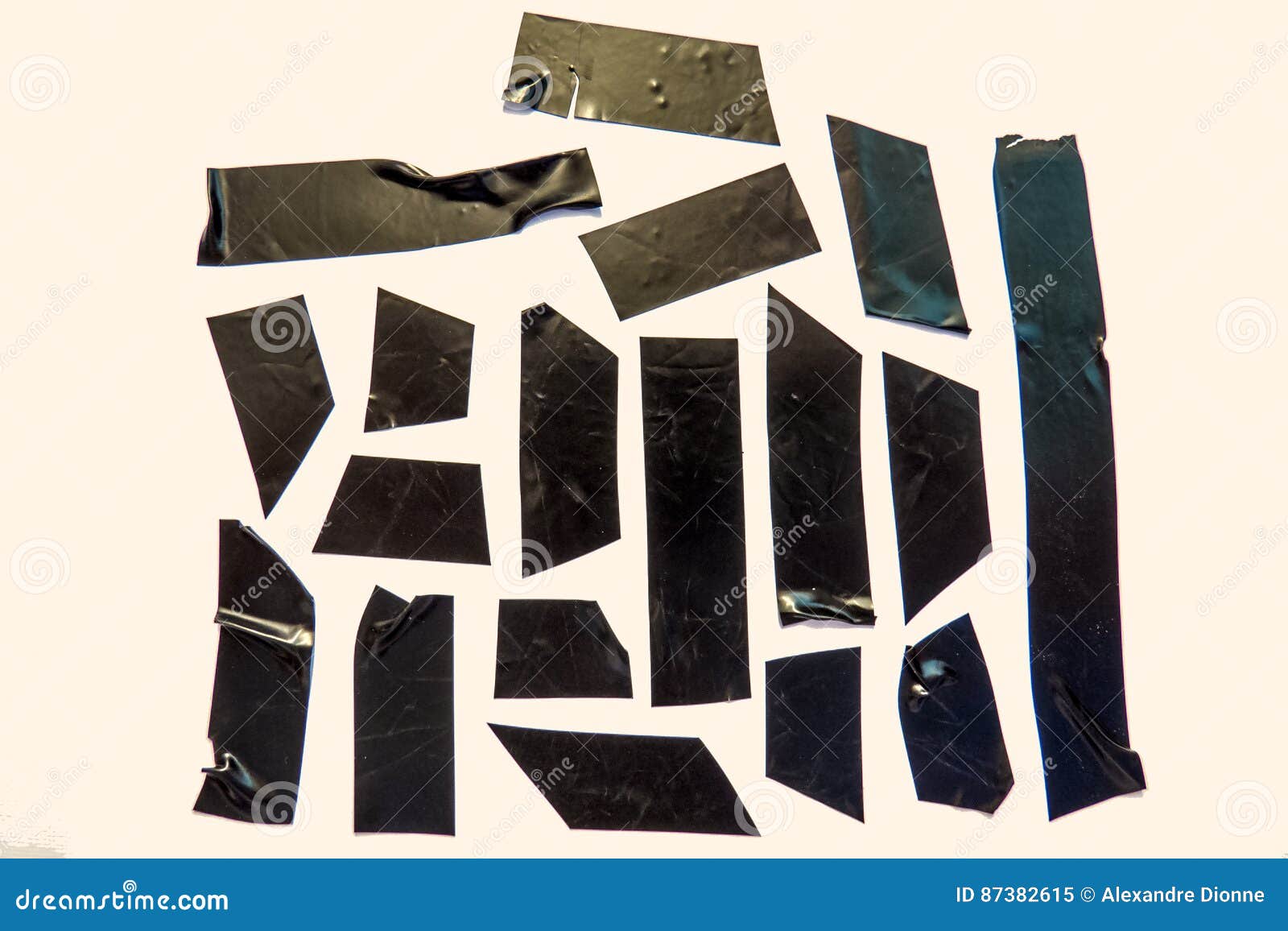 Used Black Tape Pieces stock image. Image of packaging - 87382615