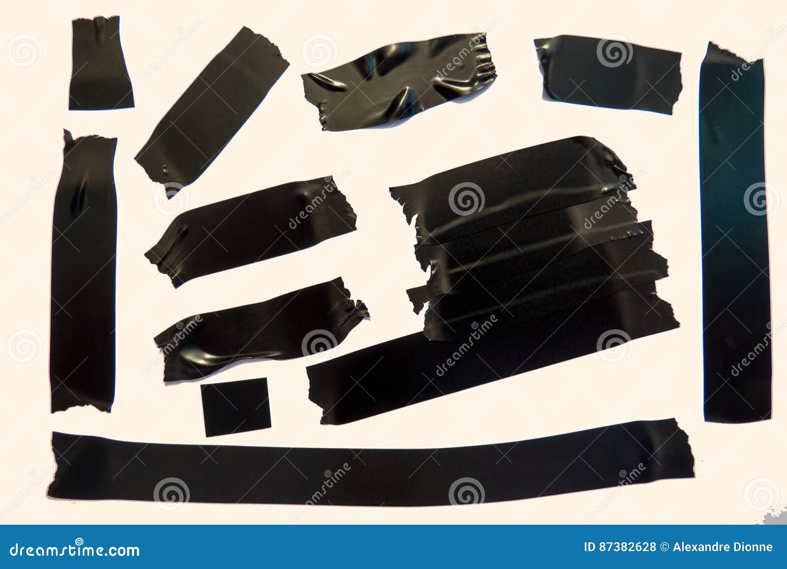 Used Black Tape Pieces stock photo. Image of gaffer, collection - 87382628