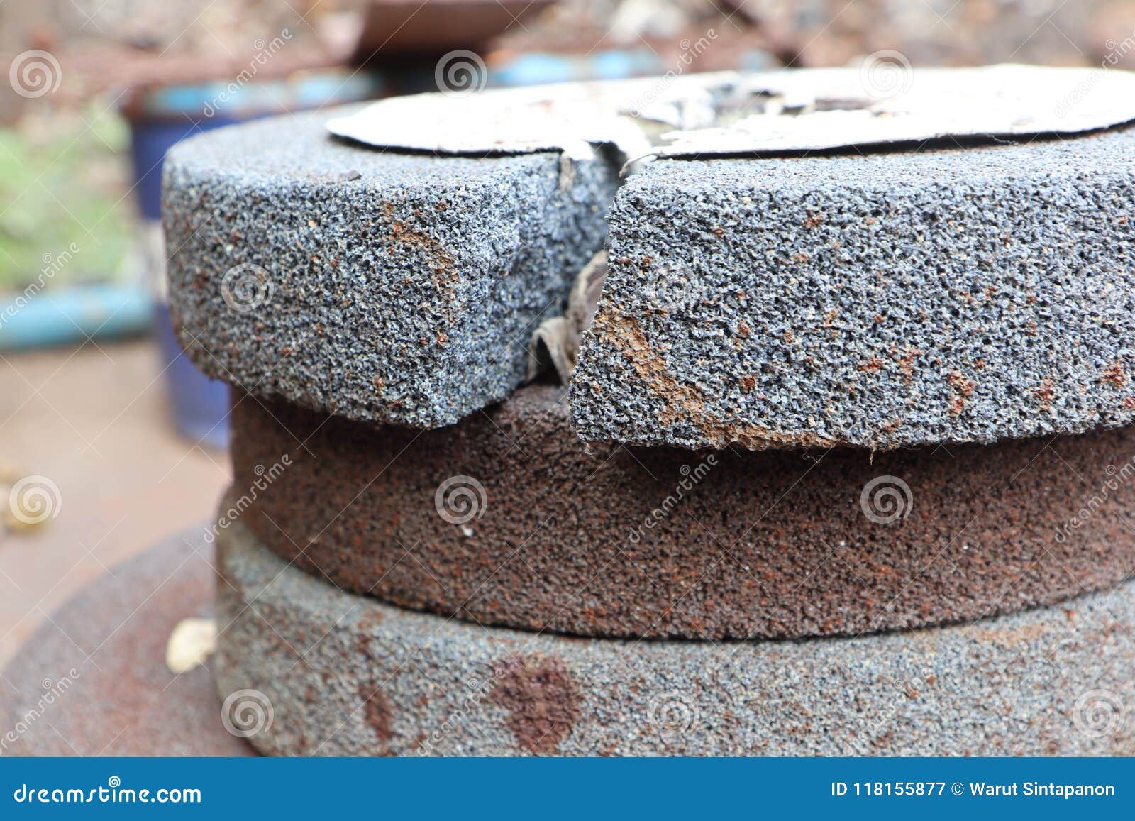 The Used Broken Grinding Wheel Stock Image - Image of light, fatal ...