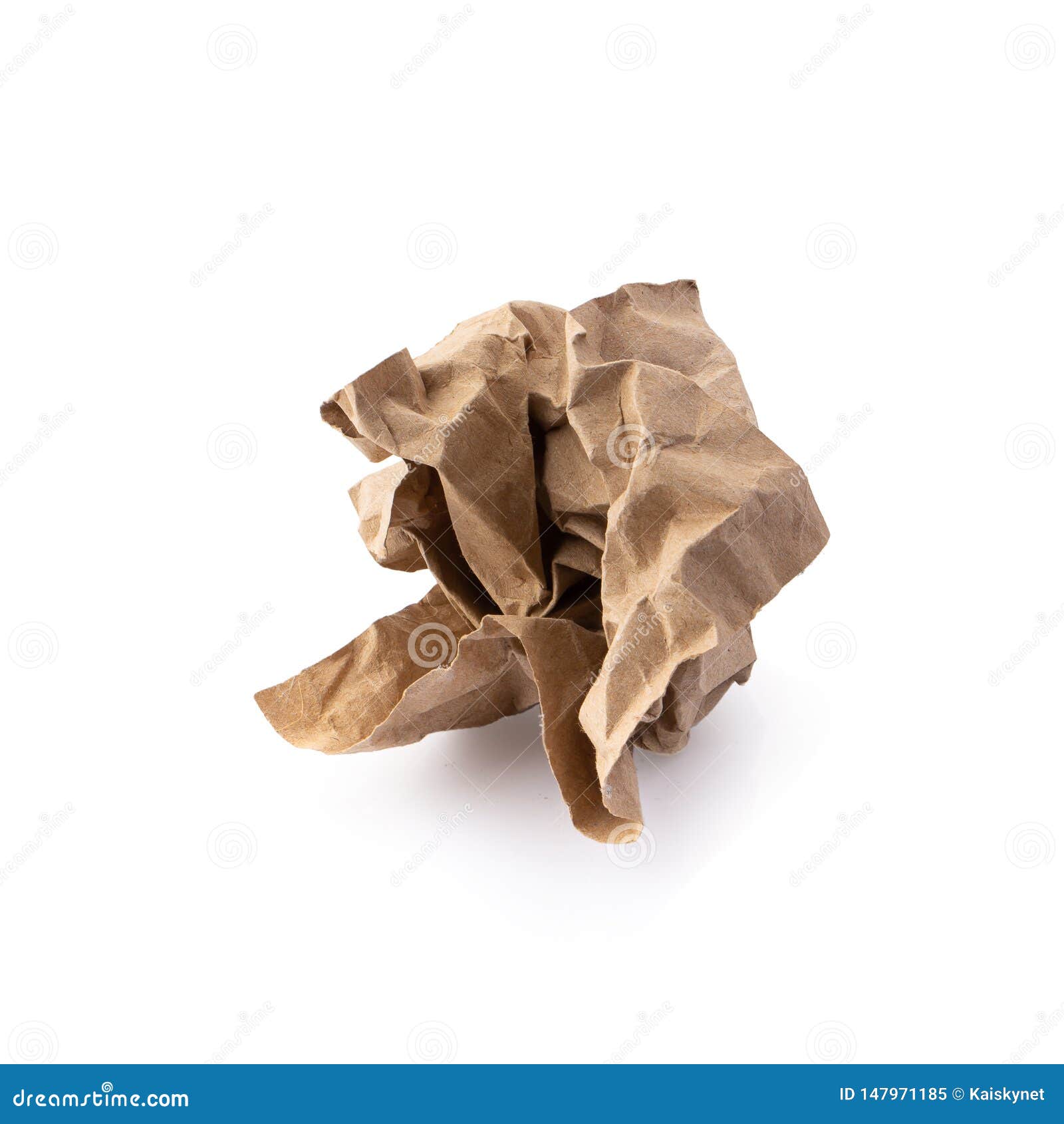 Used Brown Paper a Isolated Over White Background Stock Image - Image ...