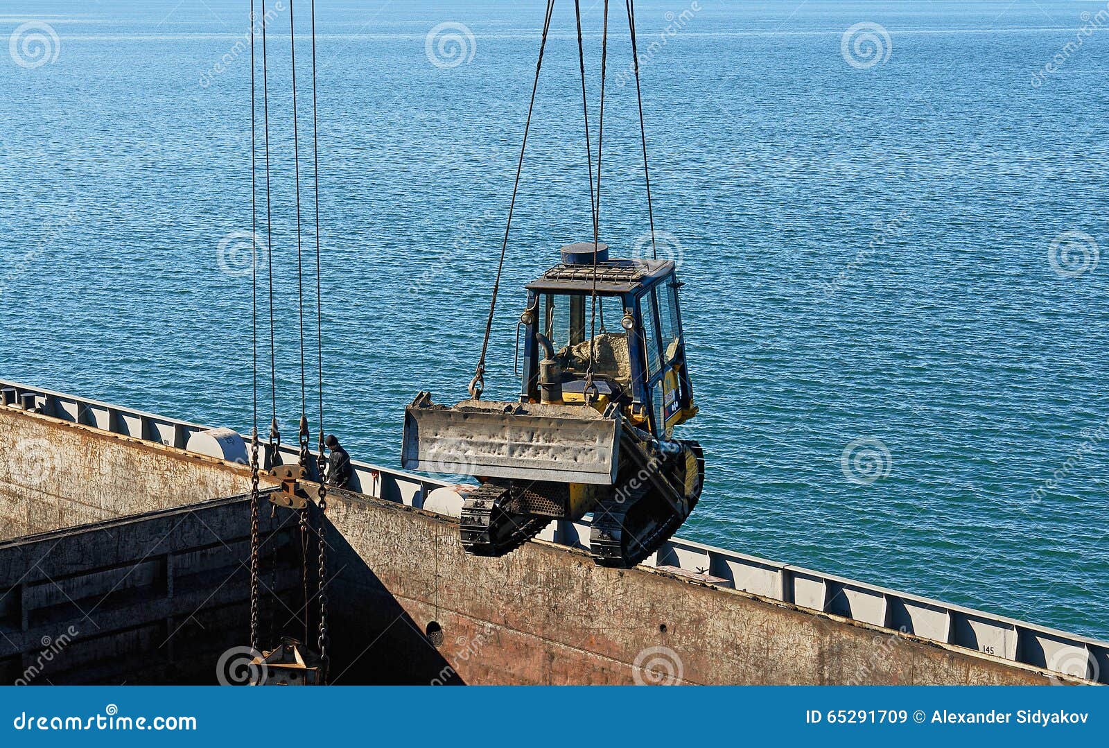 Used Bulldozer in the Ship S Hold. Stock Image - Image of transport ...