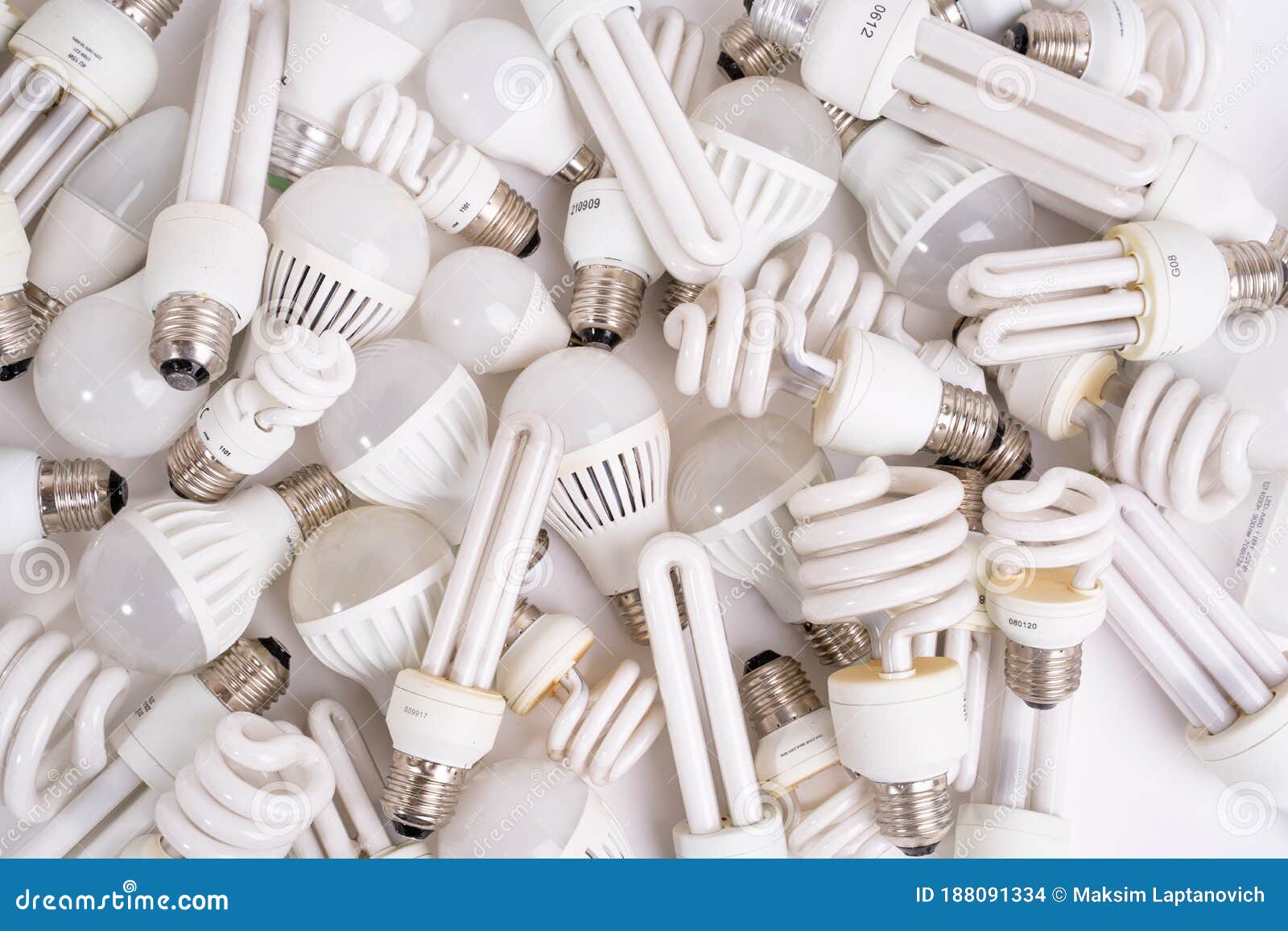 Used, Burnt Diode Lamps. Damaged LED and Fluorescent Energy Saving ...