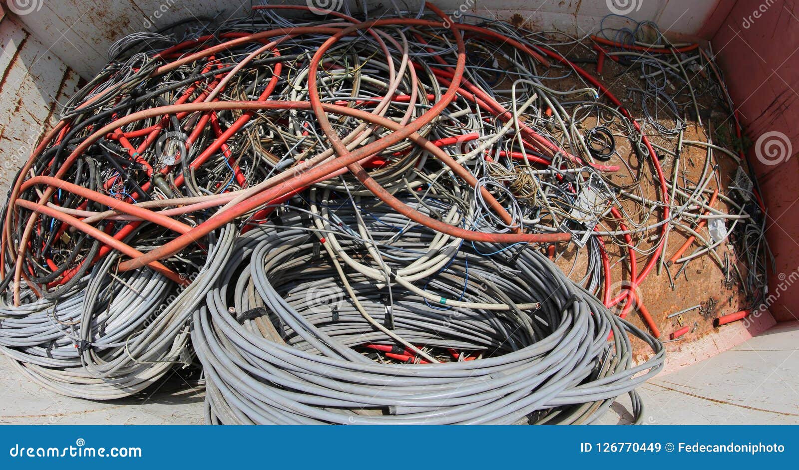 Used Cables and Wires in the Container Stock Image - Image of landfill ...