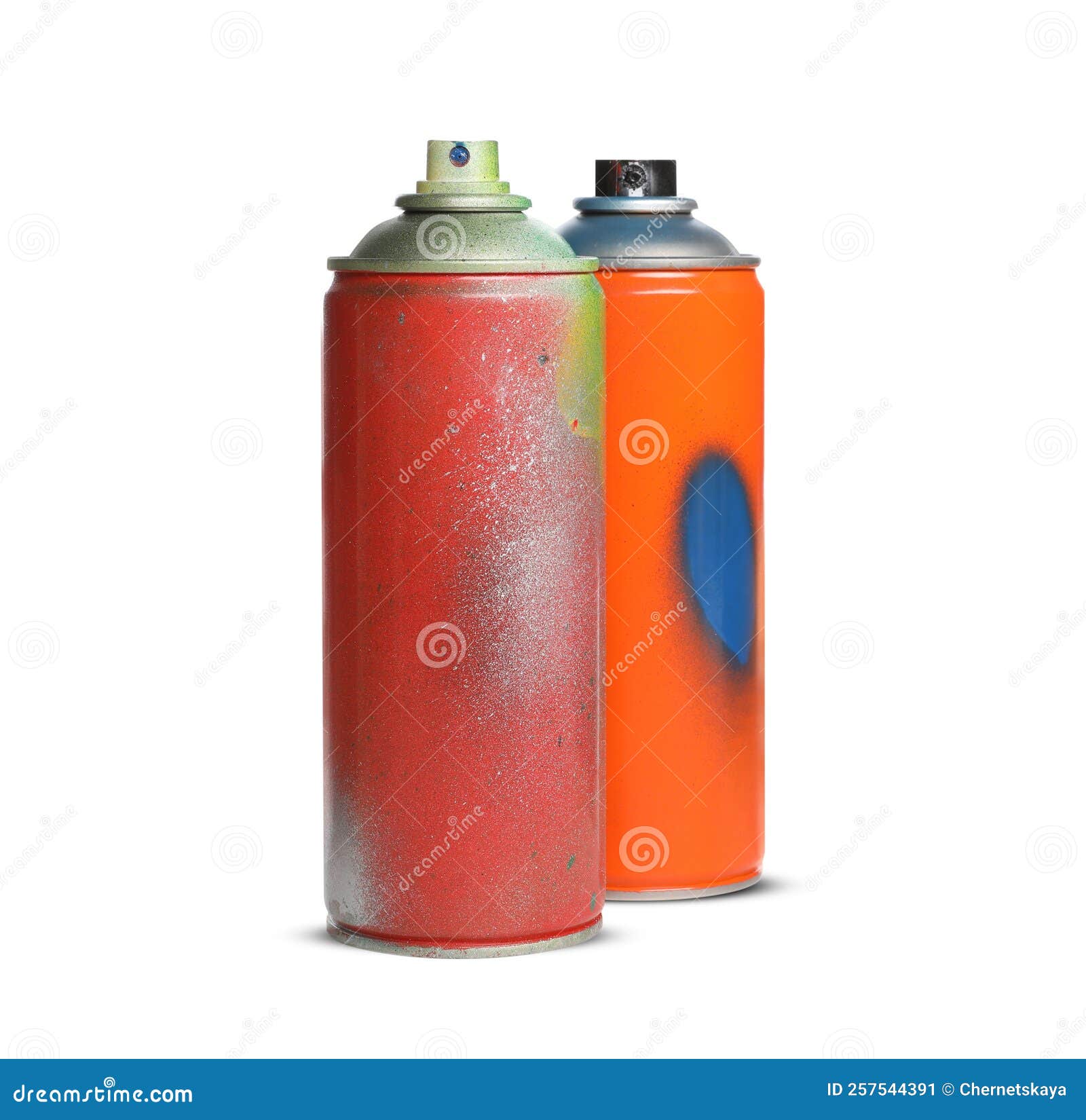Used Cans of Spray Paints on White Background Stock Image - Image of ...