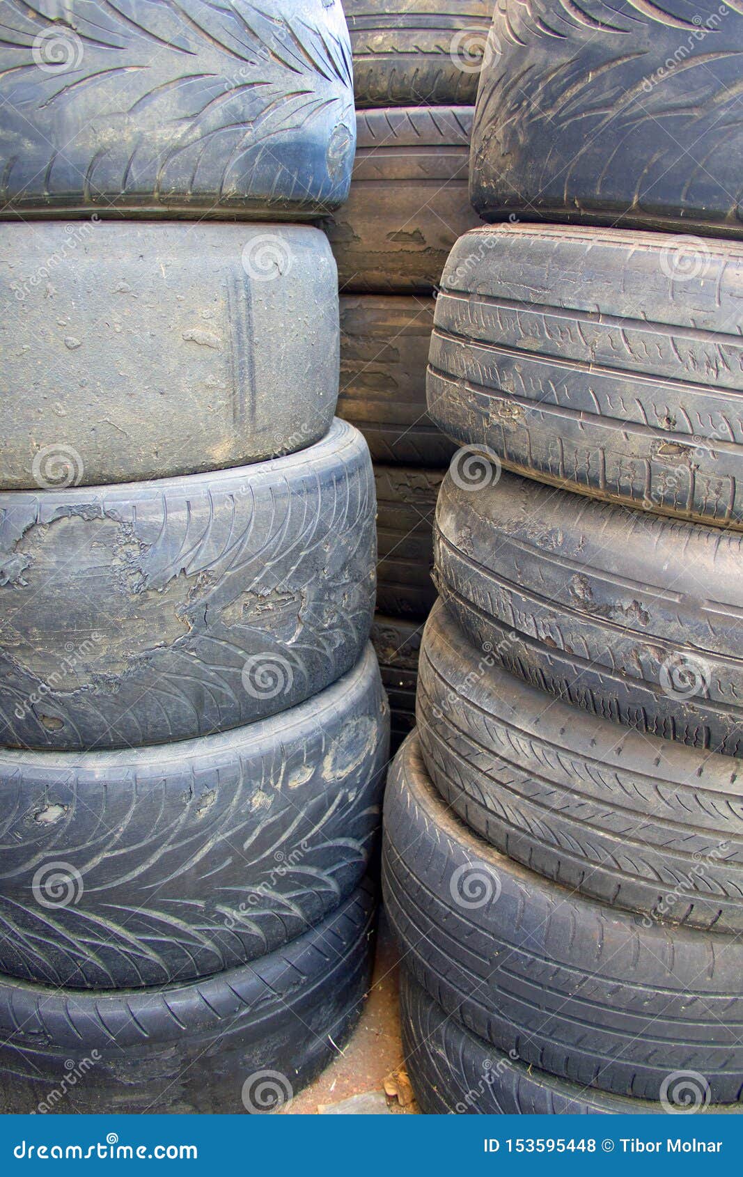 Used Car Tyres with Badly Worn Threads Close Up Vertical Image Stock ...