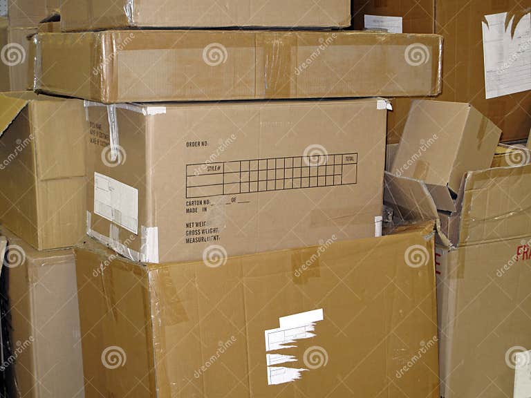 Used Cardboard Boxes. stock image. Image of inventory - 63660303