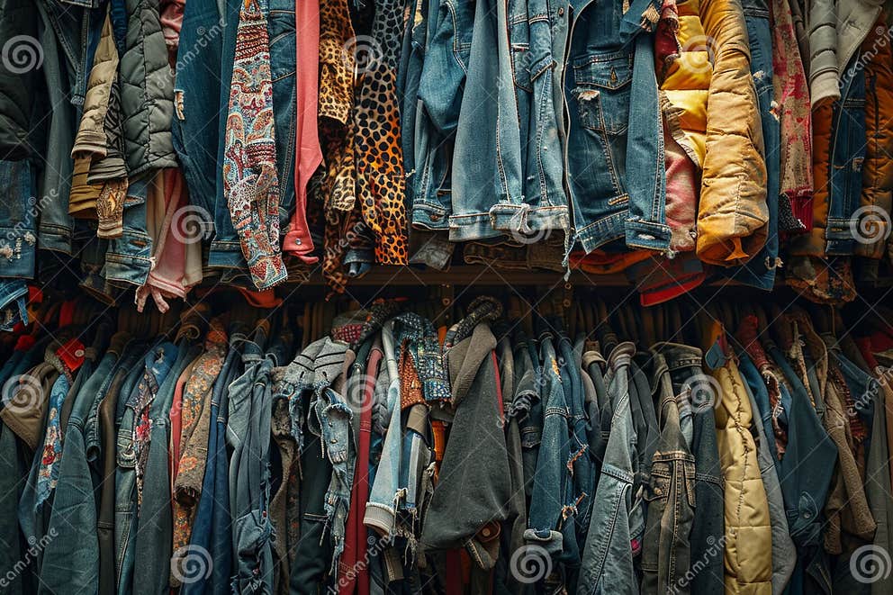 Used Clothes in a Second Hand Store Stock Image - Image of used, shirts ...