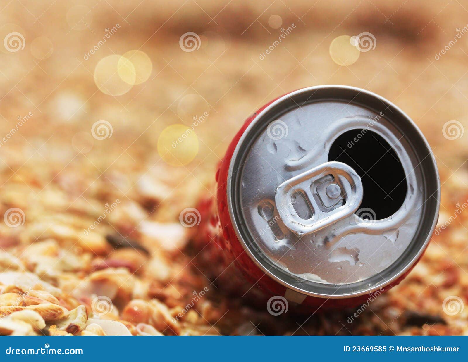 Used Cola Can Top Opened with Background Bokeh Stock Image - Image of ...