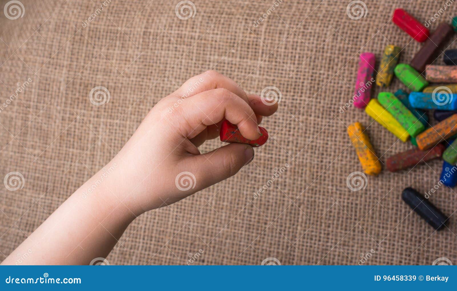 Used Color Crayons and a Toddlers Hand Stock Image - Image of drawing ...