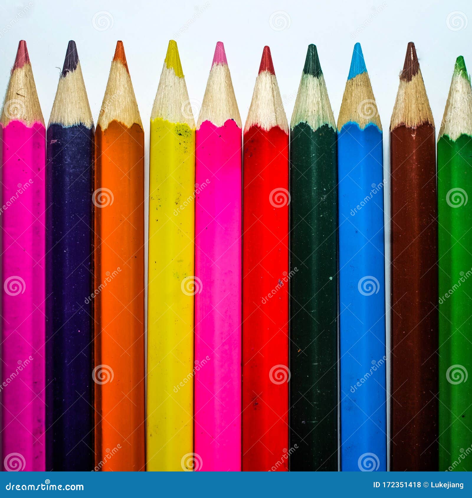 Used Color Pencils on the Pure Background Stock Photo - Image of brown ...