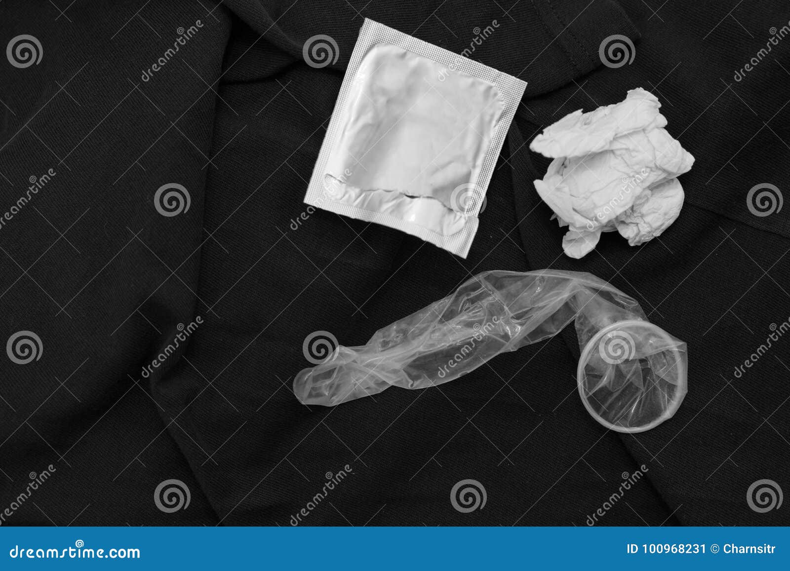 Used Condom with Used Tissue on Cloth Stock Image - Image of healthy ...