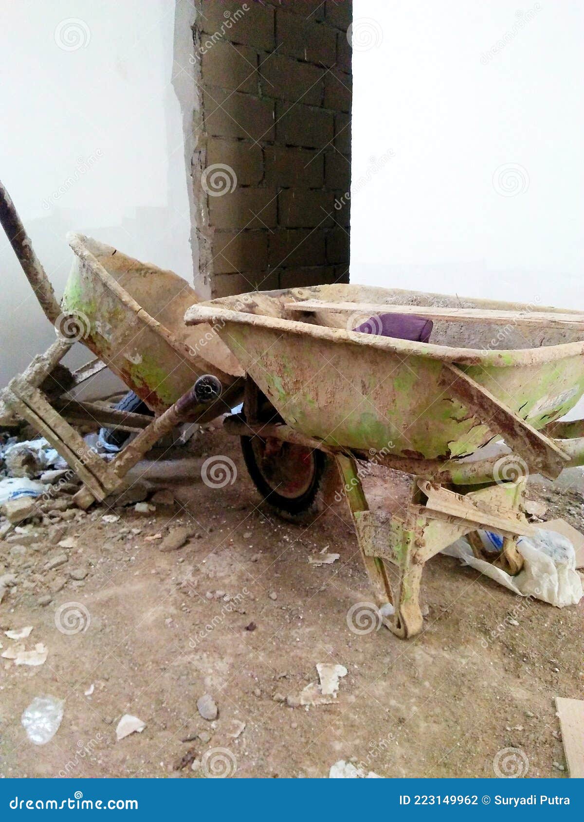 Used Construction Carts Inside a Building Stock Photo - Image of carts ...