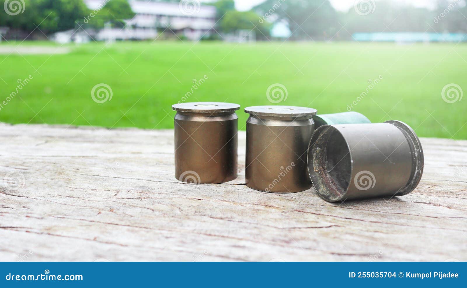 Used Copper Empty Bullet Shells on Wood Plank Stock Photo - Image of ...