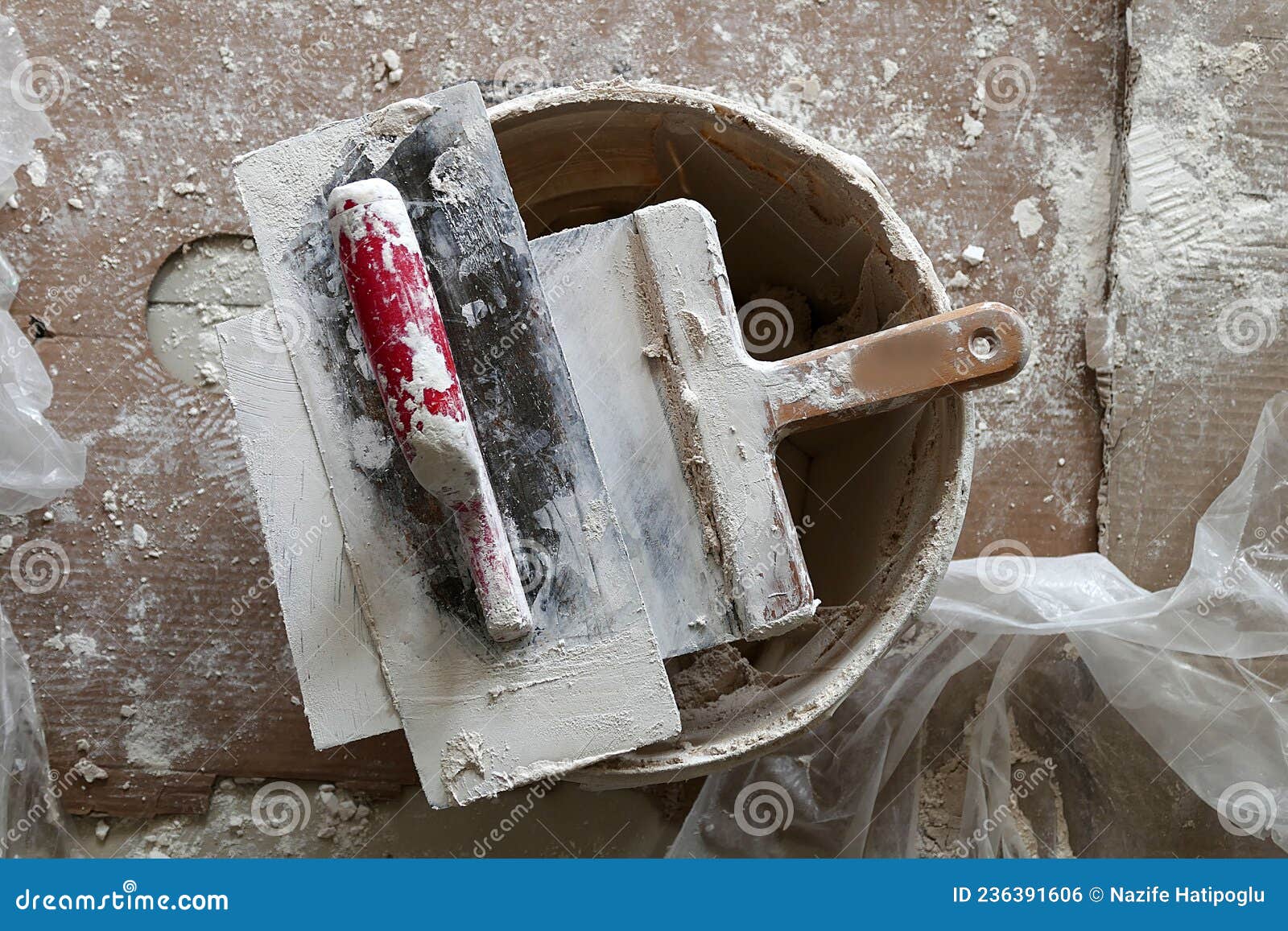 Used Dirty Plaster Materials, Various Materials of a Plasterer for ...