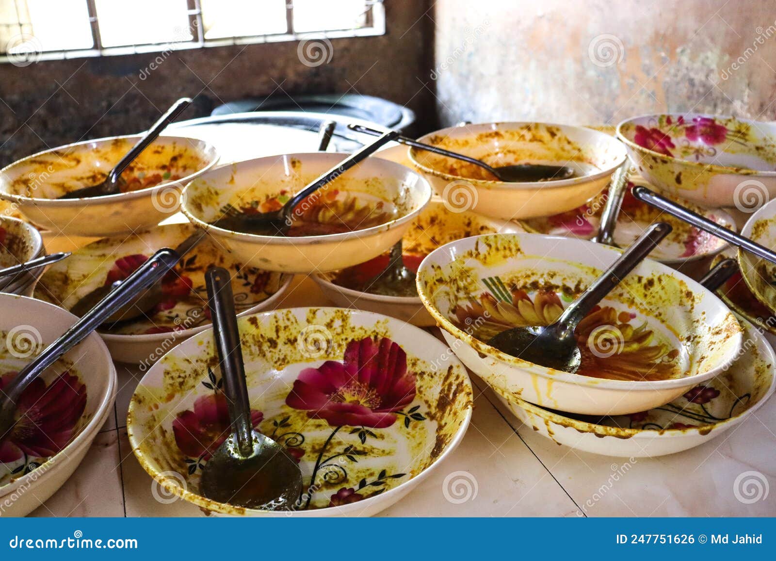 Used Dish and Spoon and Dekchi Stock Photo - Image of herb, appetence ...