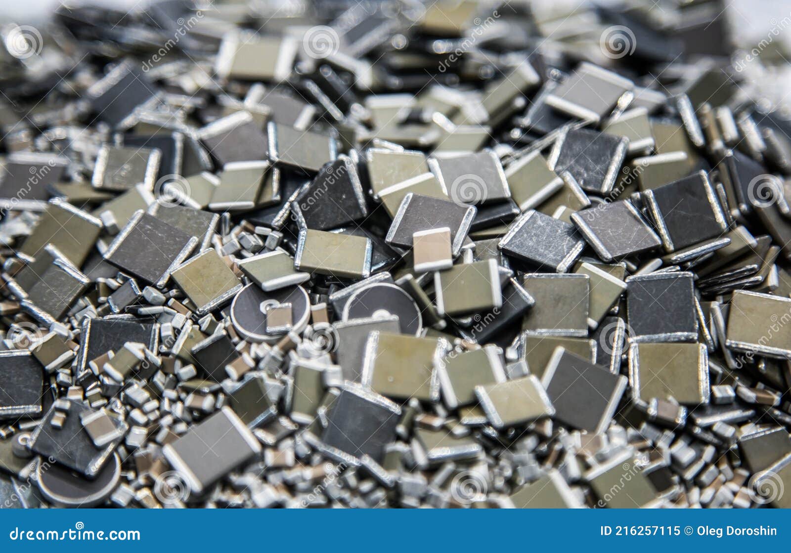 Used and Used Electrical Capacitors and Mounting Elements, Top View ...