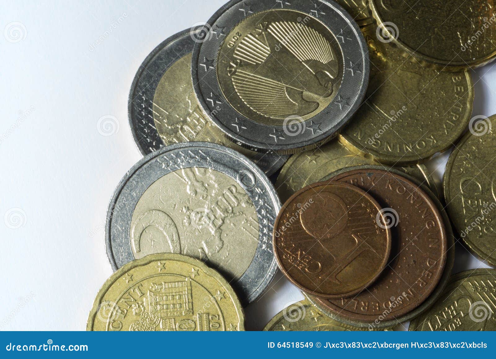 Used Euro Coins with Scratches on White Background Stock Image - Image ...