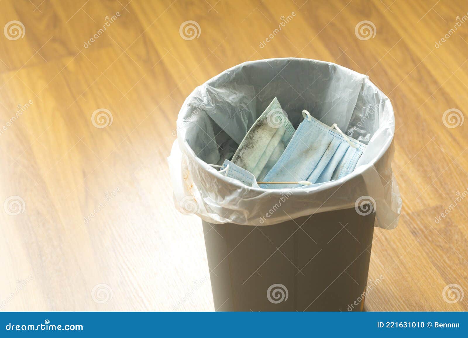 Used Face Mask, Disposable, Thrown Out On The Ground In The Environment ...