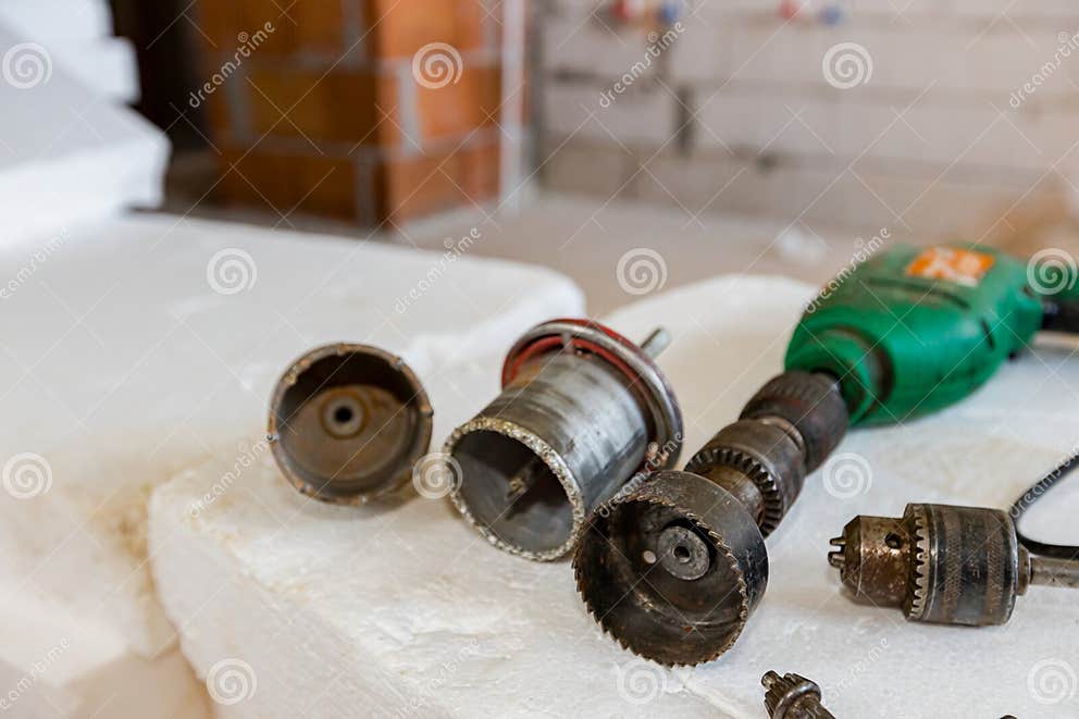 Used Few Inserts of Various Drilling Diameters, Saw Drill Stock Photo ...