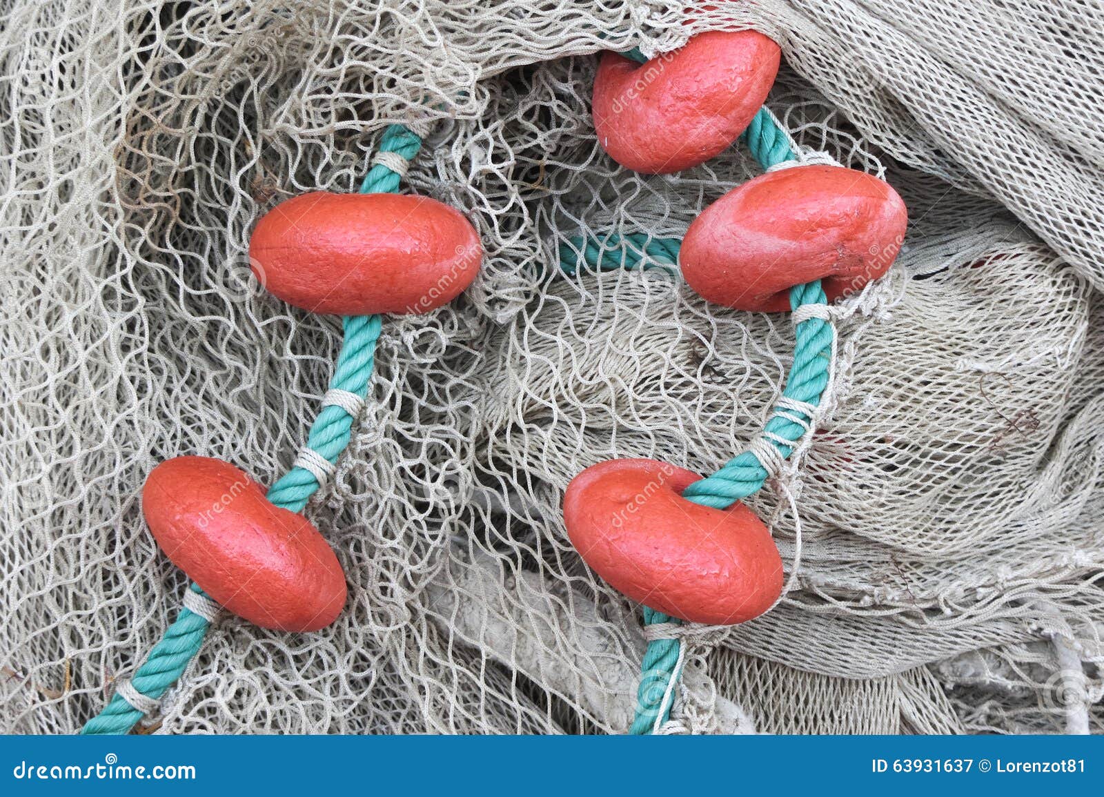 Used Fishing Net with Floaters Stock Image - Image of floating ...