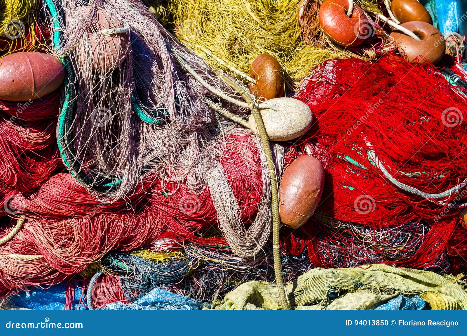 Used Fishing Net with Floaters Stock Photo - Image of nautical, rope ...