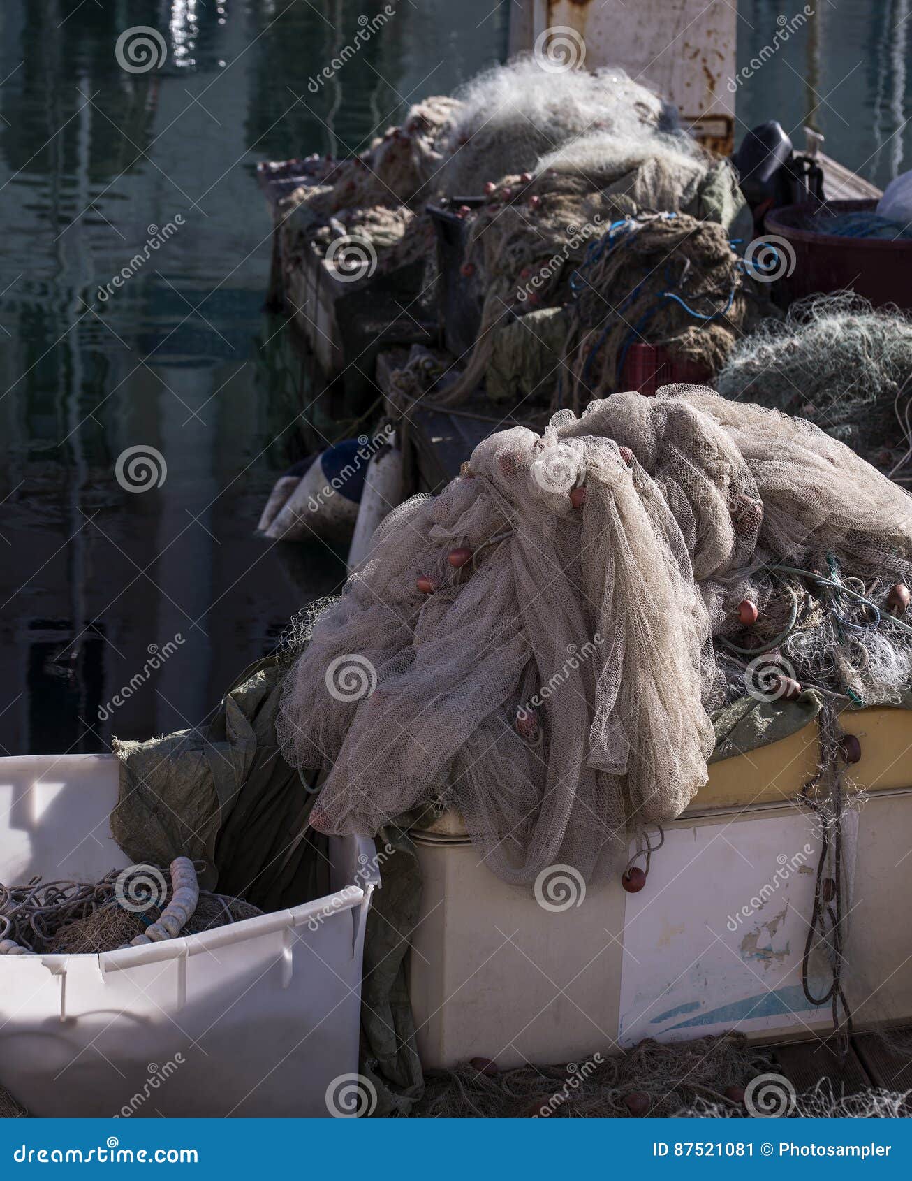 Used Fishing Nets and Ropes Stock Image - Image of marine, drapery ...
