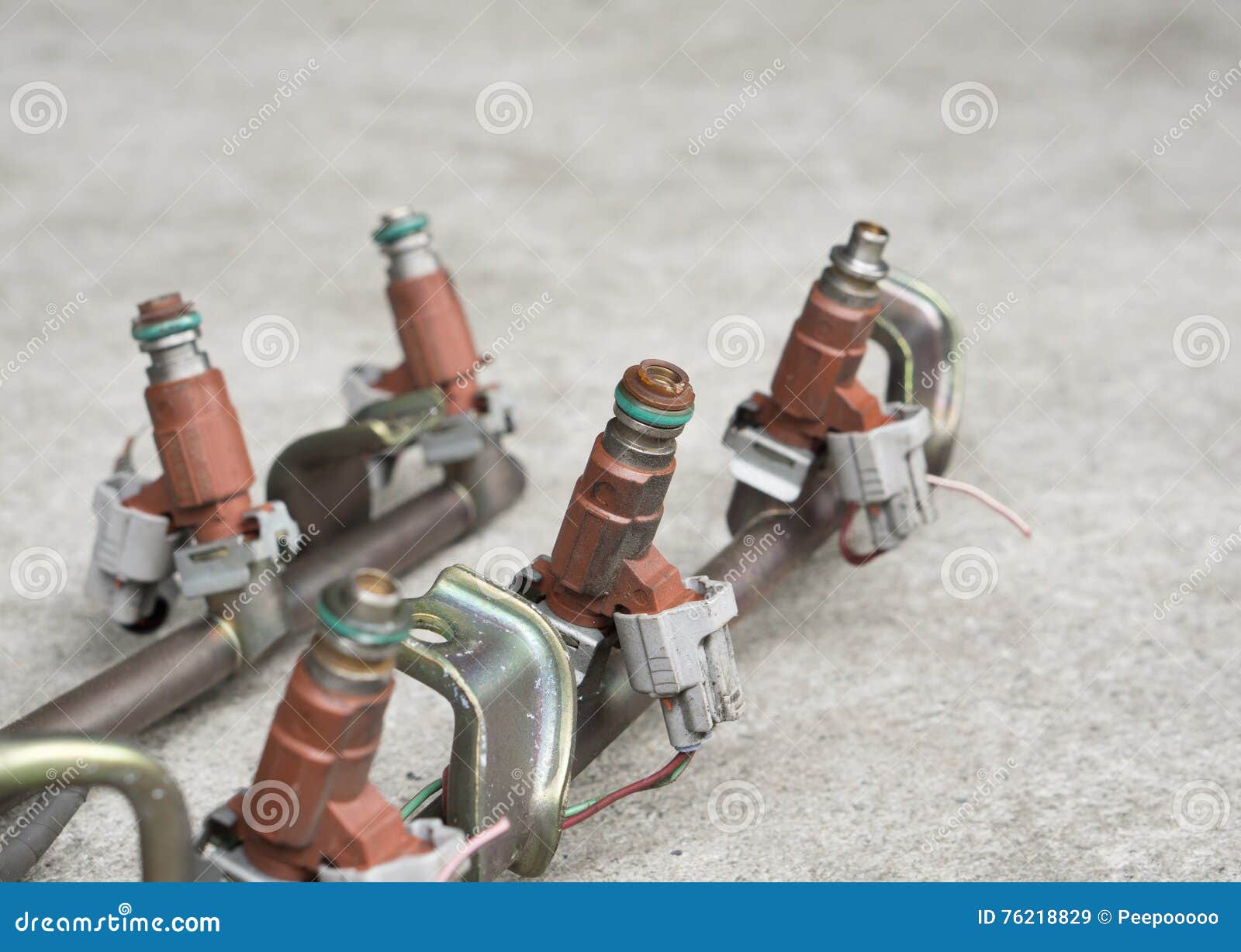 Used fuel injectors stock image. Image of hose, machine - 76218829