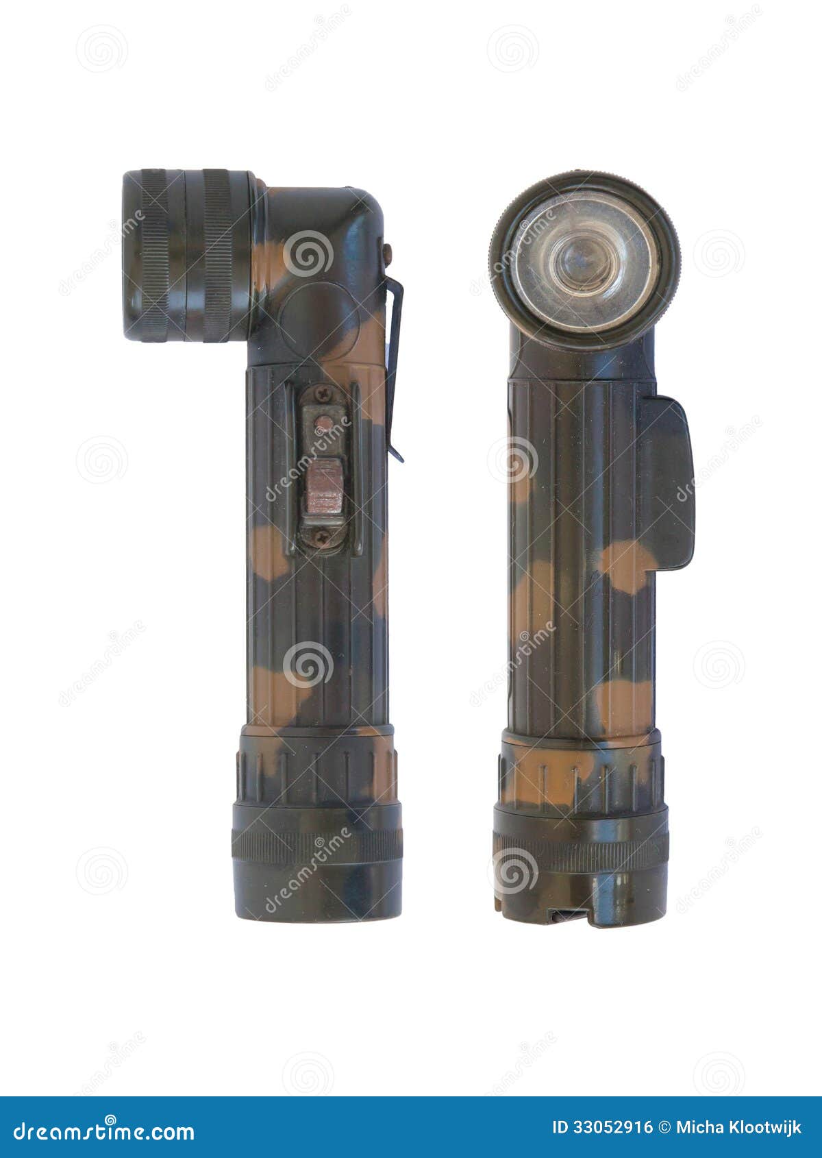 Used Green Military Flash Light on White Background Stock Photo - Image ...