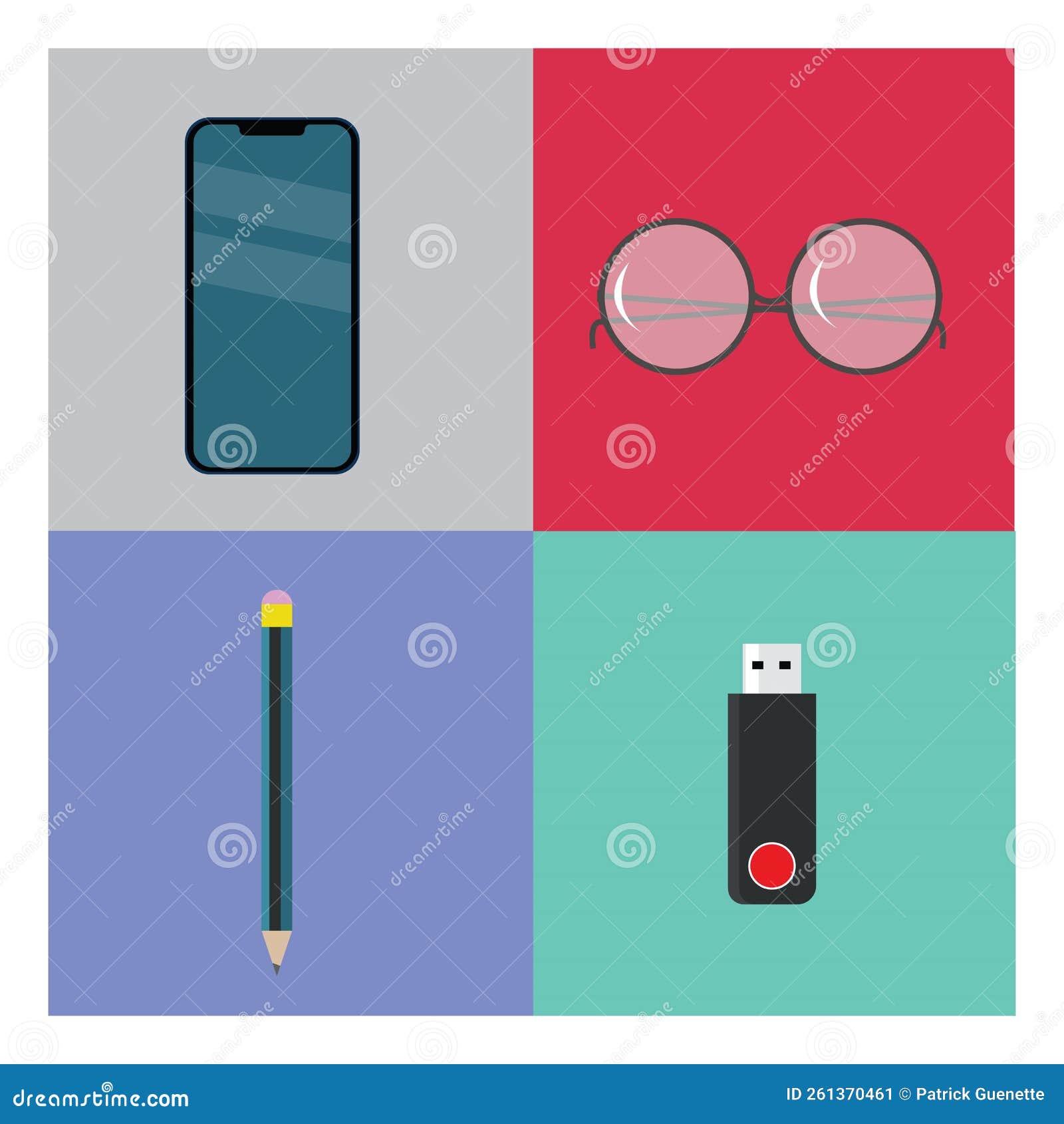 Daily used items, icon stock vector. Illustration of cell - 261370461