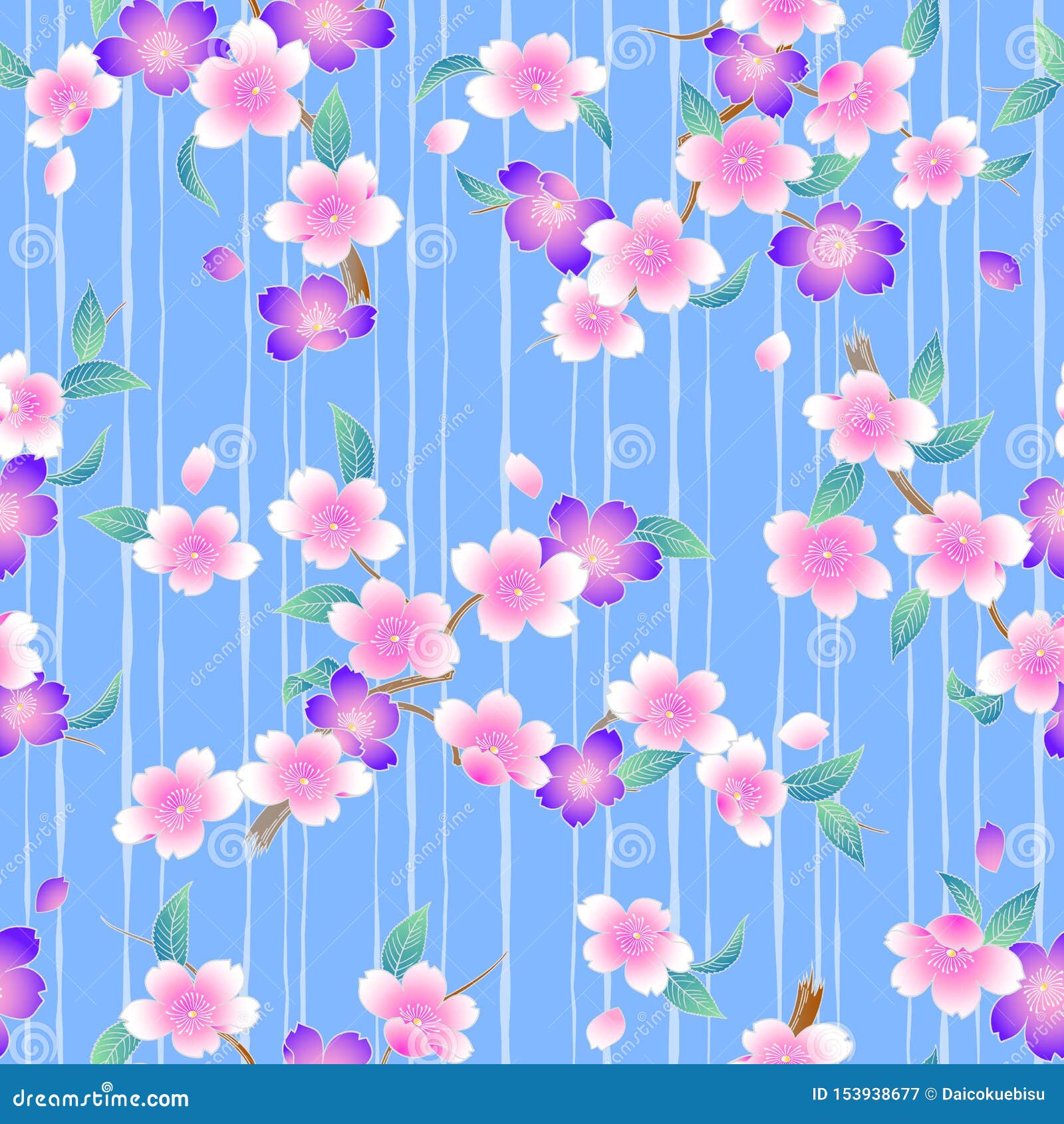 Seamless Pattern of the Cherry Tree Which is Beautiful with Japanese ...