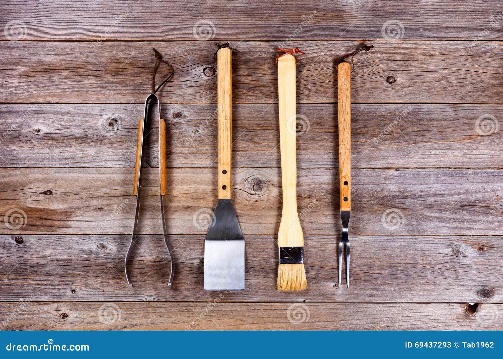 Used Kitchenware for Barbecue Cooking on Rustic Wood Stock Image ...