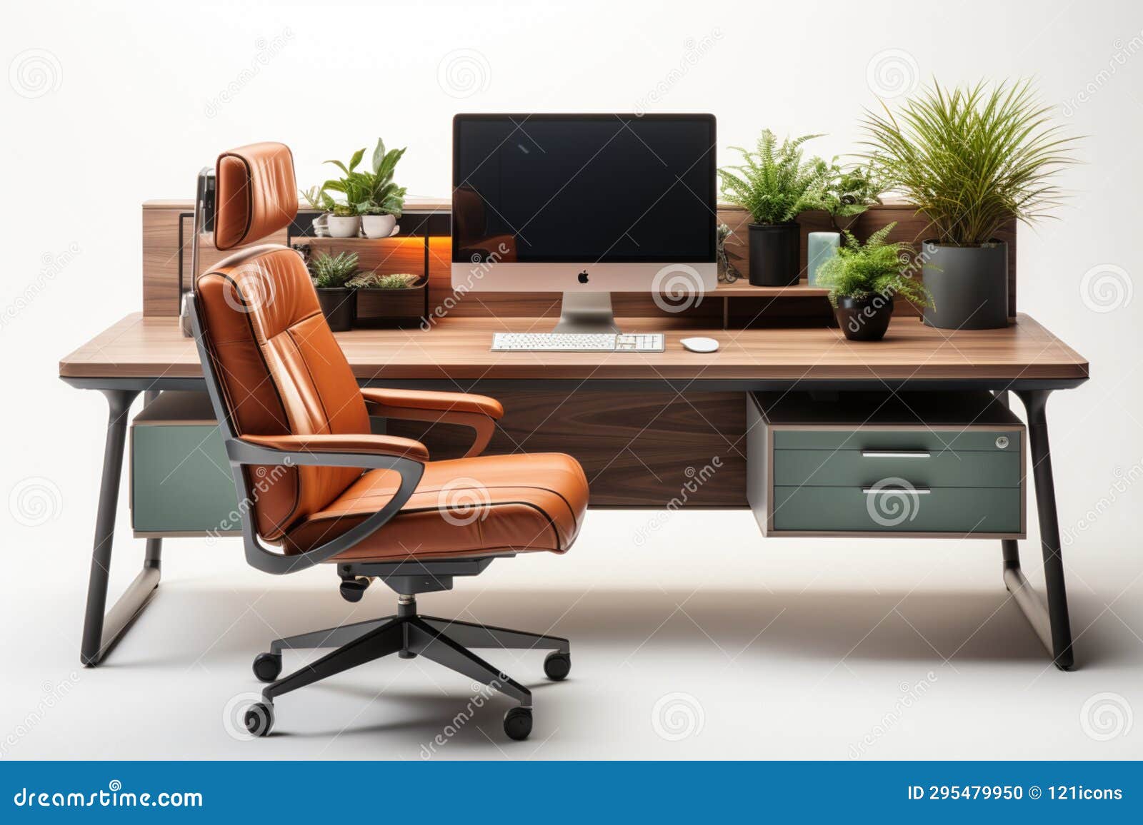 Used Office Workstation on White Background Stock Illustration ...
