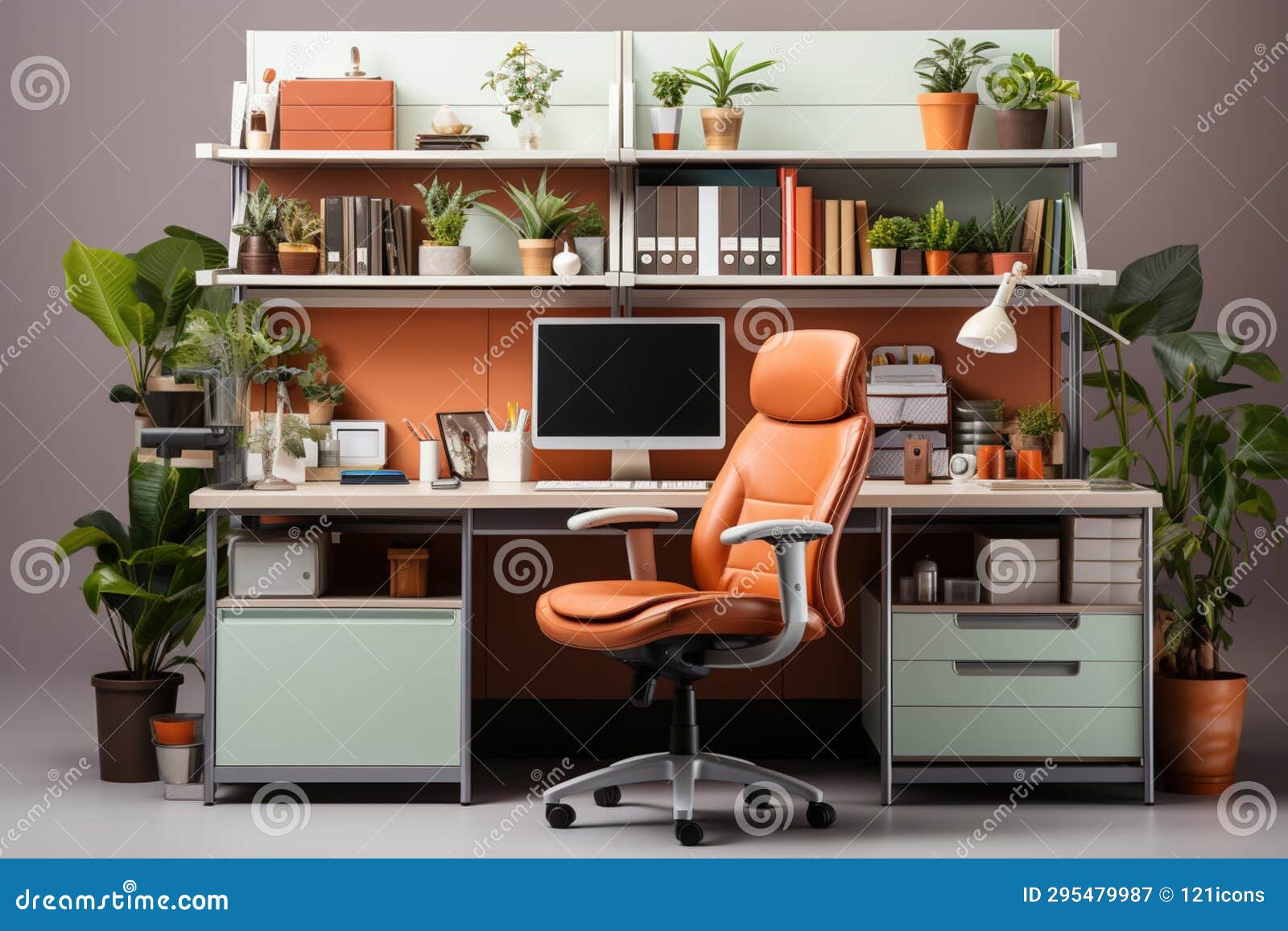 Used Office Workstation on White Background Stock Illustration ...