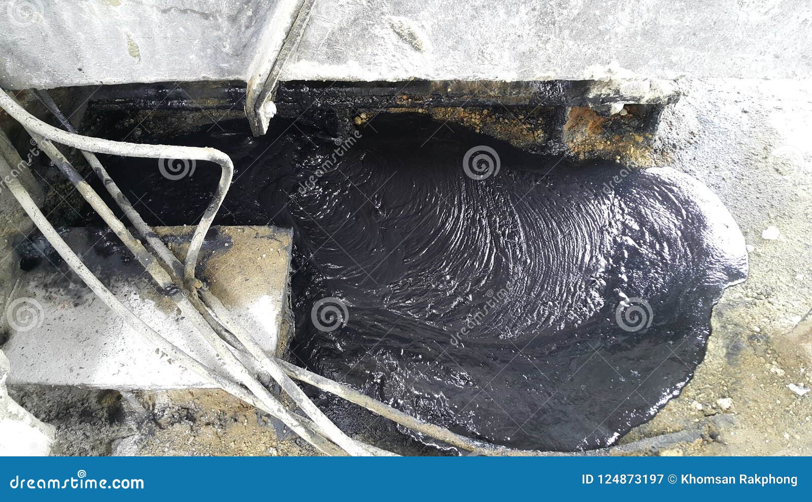 Used Oil And Grease Spill Is On The Floor. Stock Image - Image of ...