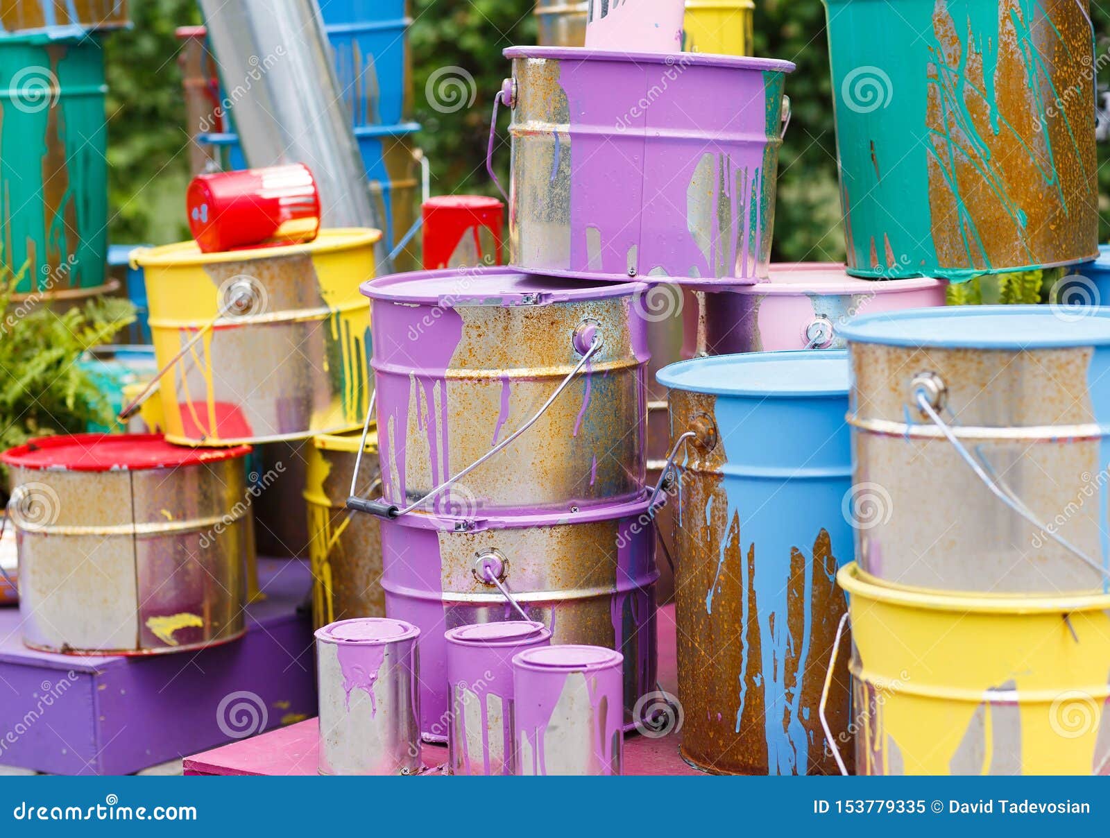 Old And Used Paint Containers For Painting Royalty-Free Stock Photo ...