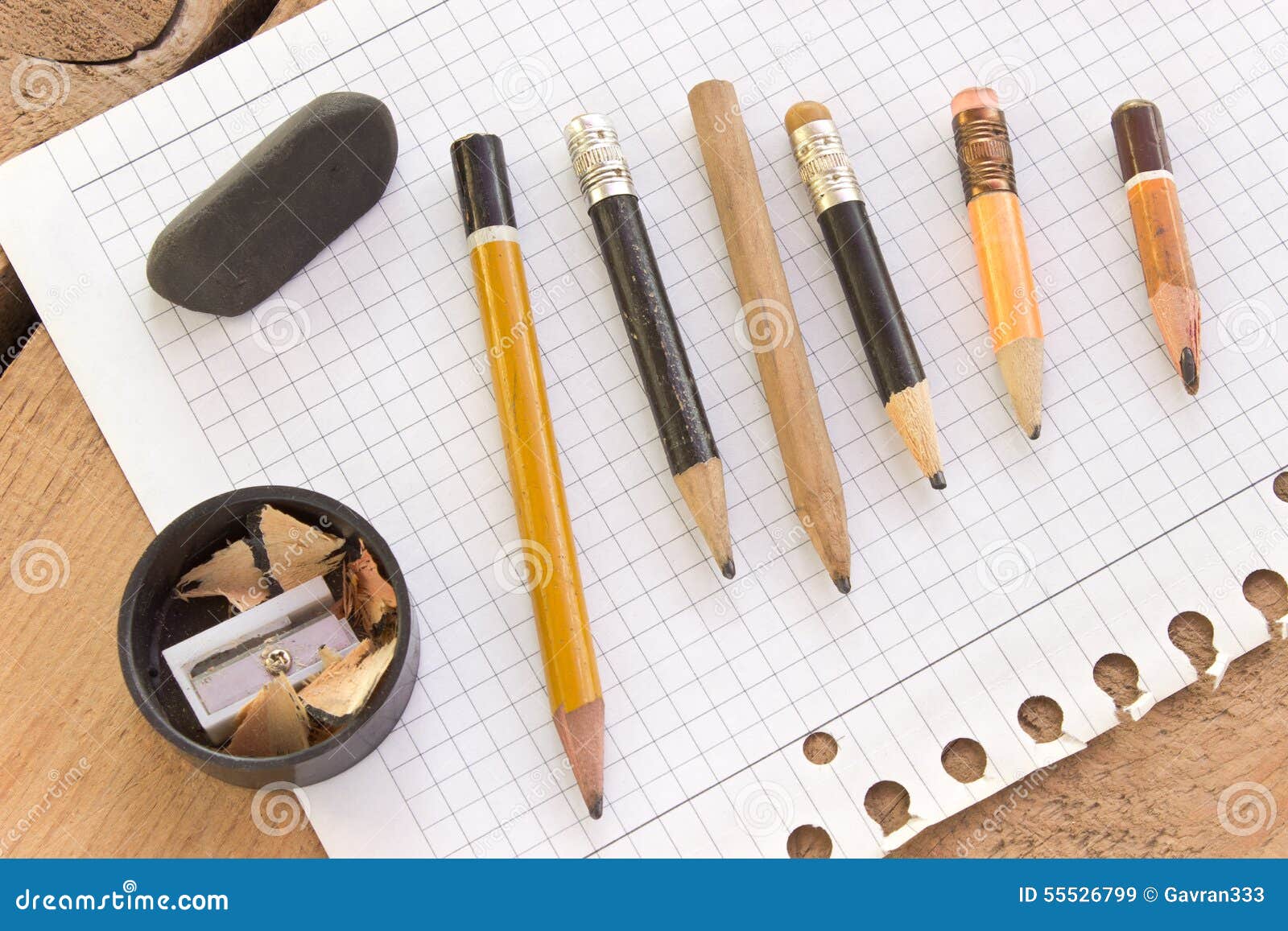 Used pencils and paper stock image. Image of document - 55526799