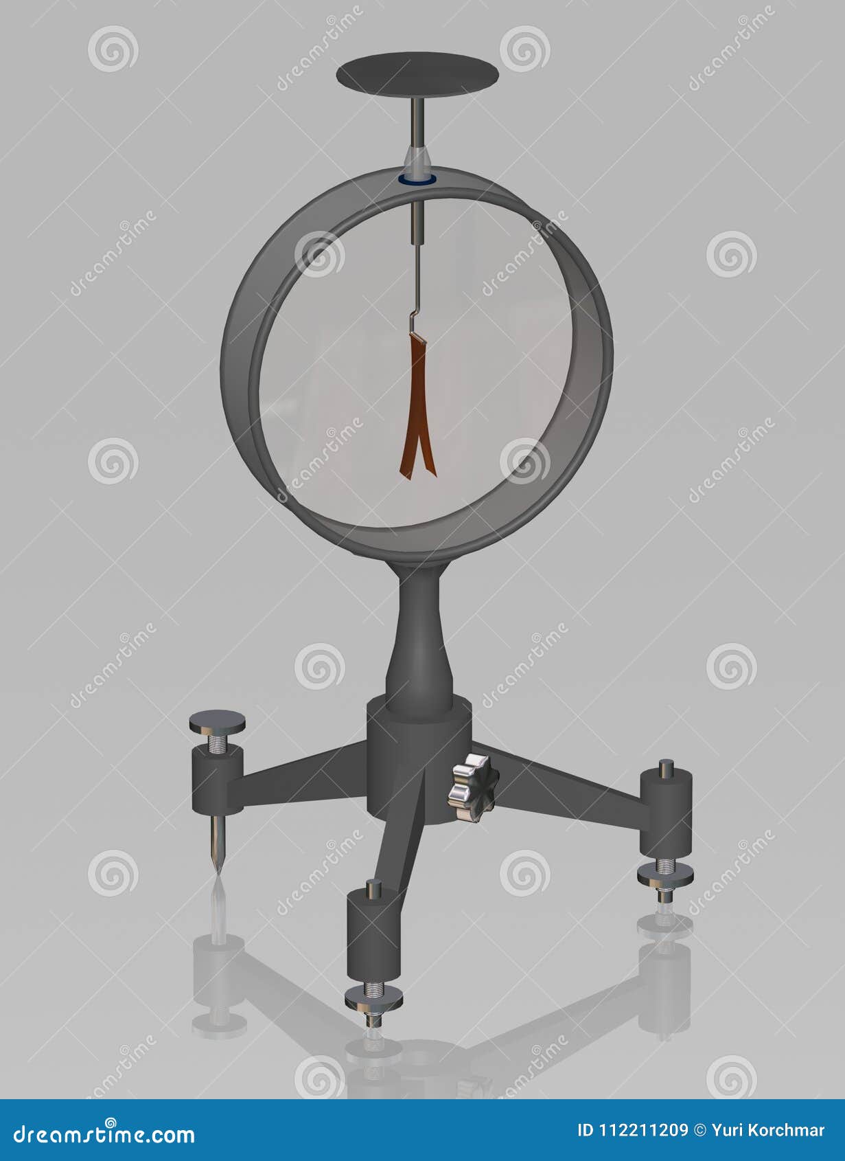 Electroscope. Physics. 3D Illustration on a Gray Background. Stock ...