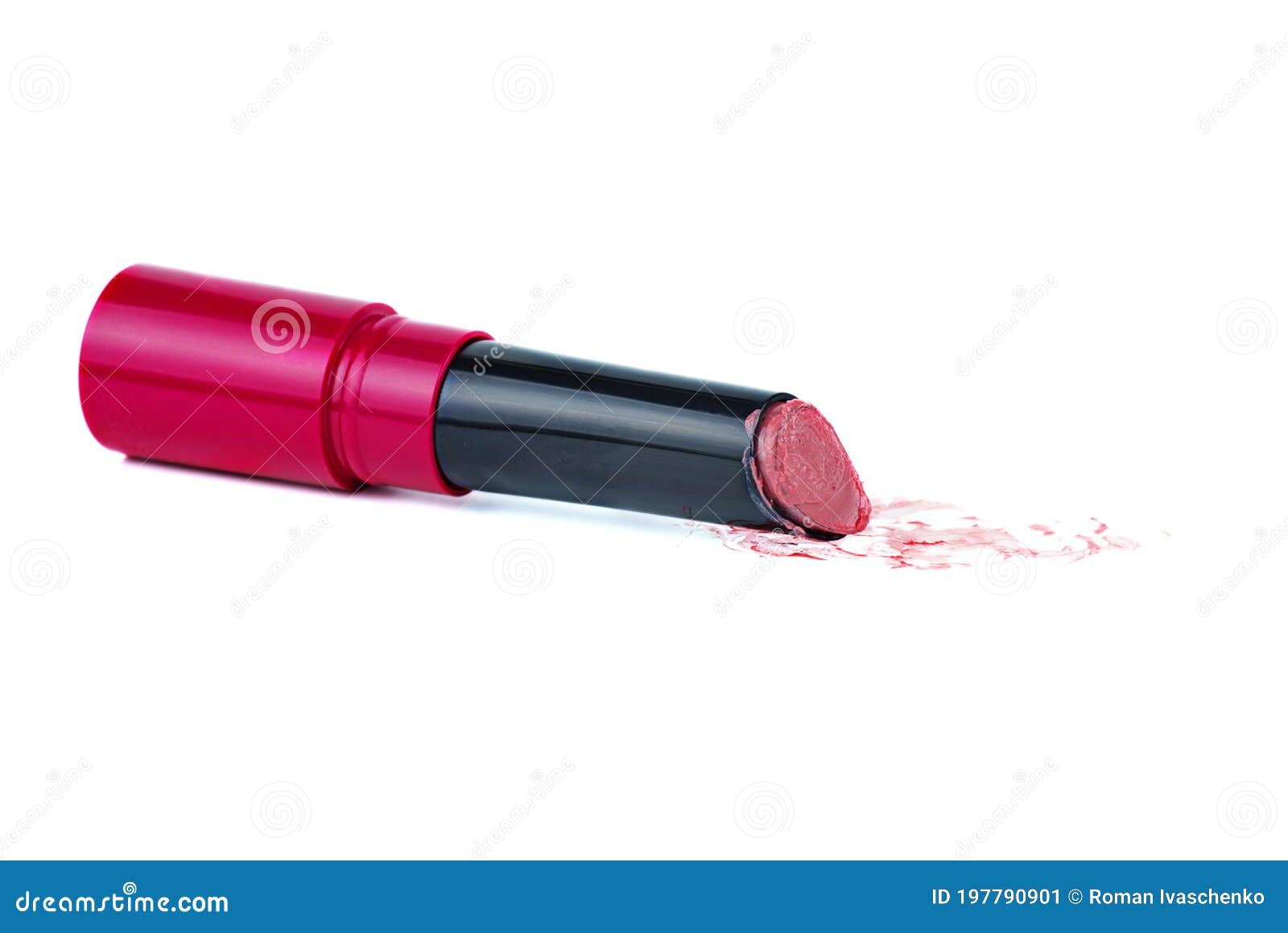 Used Pink Lipstick and Stroke Isolated on White Stock Image - Image of ...