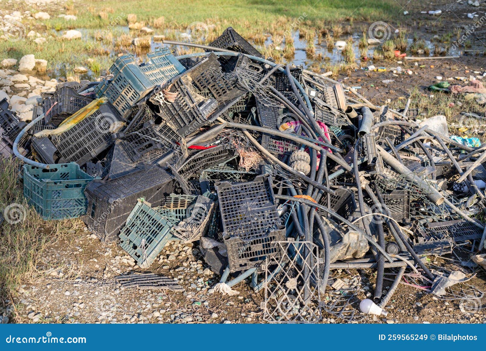 Used Plastic Broken Containers in a Junkyard Stock Image - Image of ...
