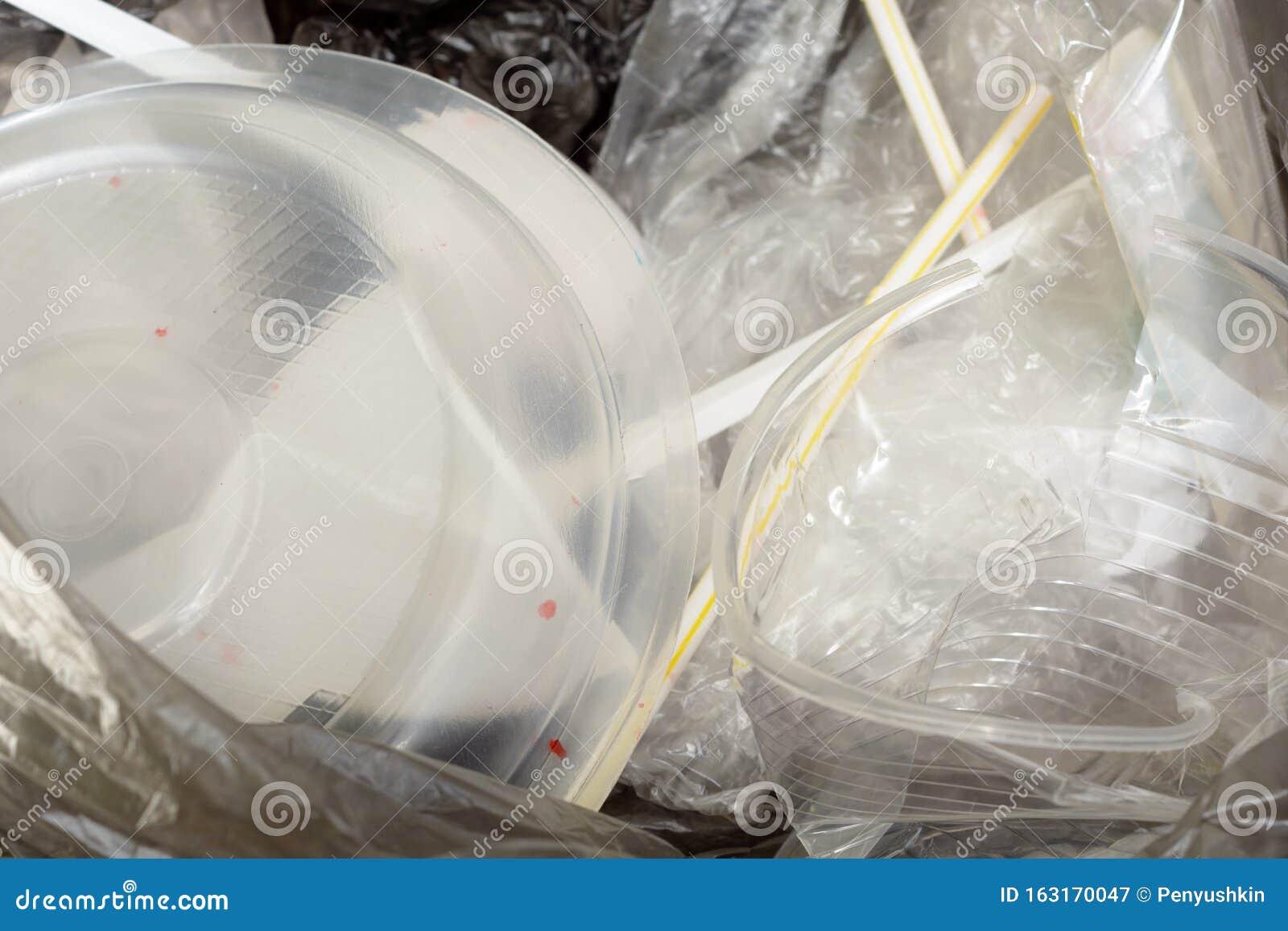 Used Plastic Dishes and Other Garbage in a Plastic Bag. Problems of ...