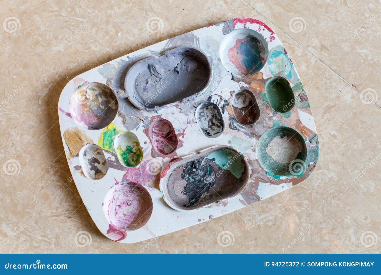 Used Plate Painted Many Colors Stock Photo - Image of paper, watercolor ...