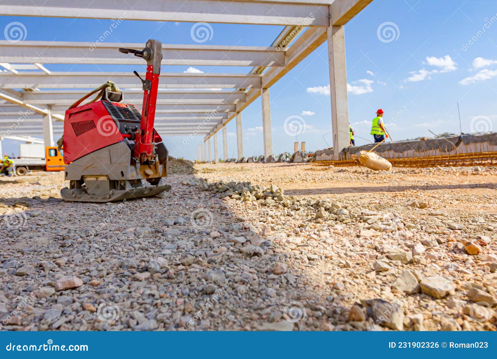 Jumping Hammer Vibratory On Sand Ground At Construction Process In The ...
