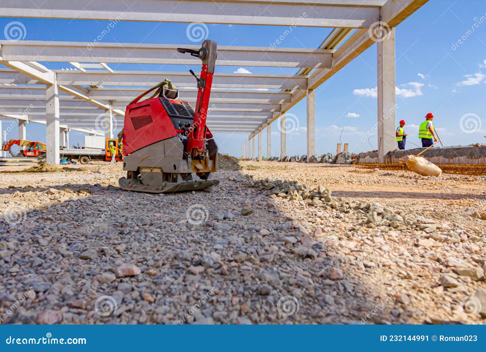 Jumping Hammer Vibratory On Sand Ground At Construction Process In The ...