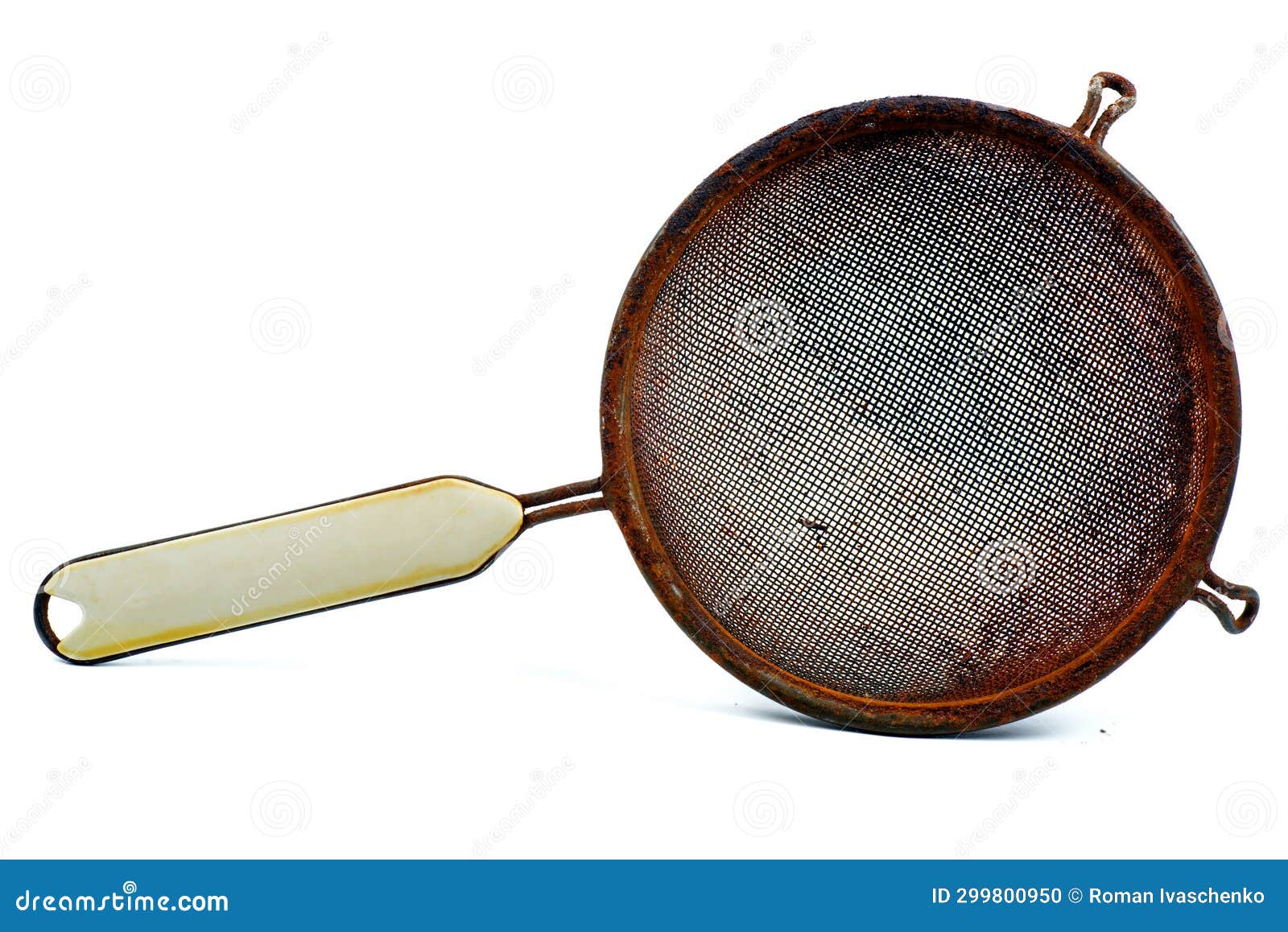 A Used Rusty Broken Sieve Isolated on a White Stock Photo - Image of ...