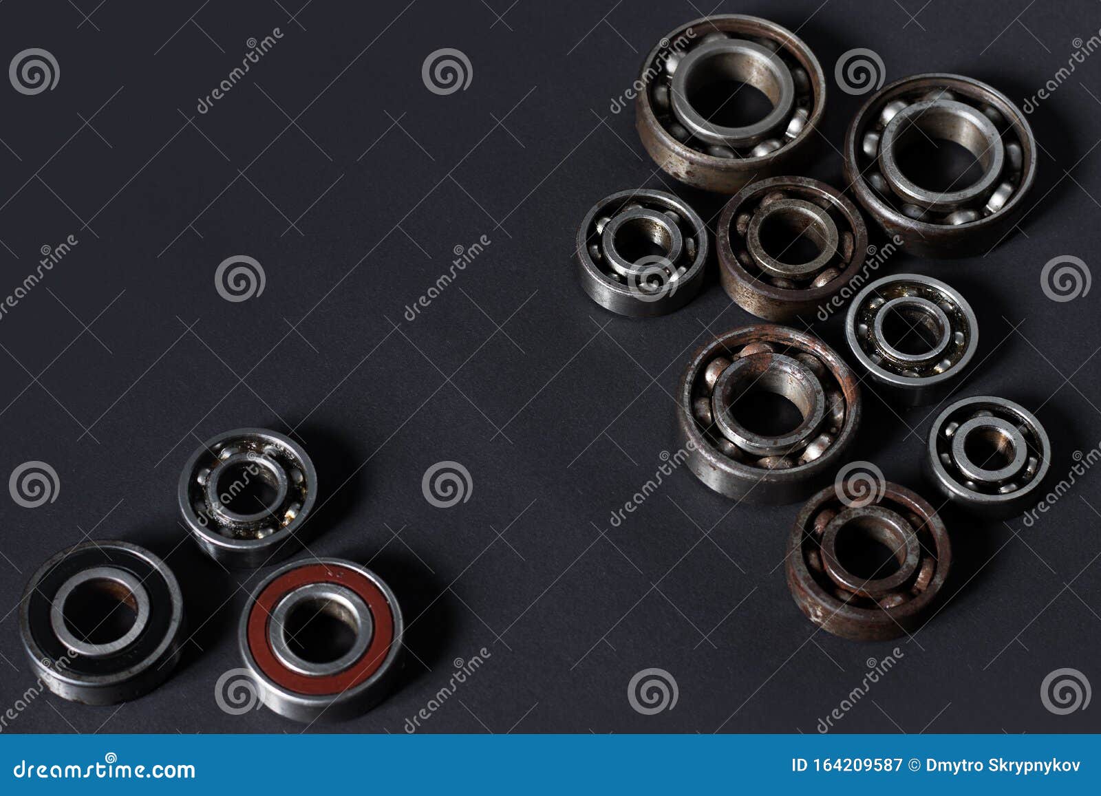 Used Rusty Metal Ball Bearing, Top View Stock Image - Image of ...