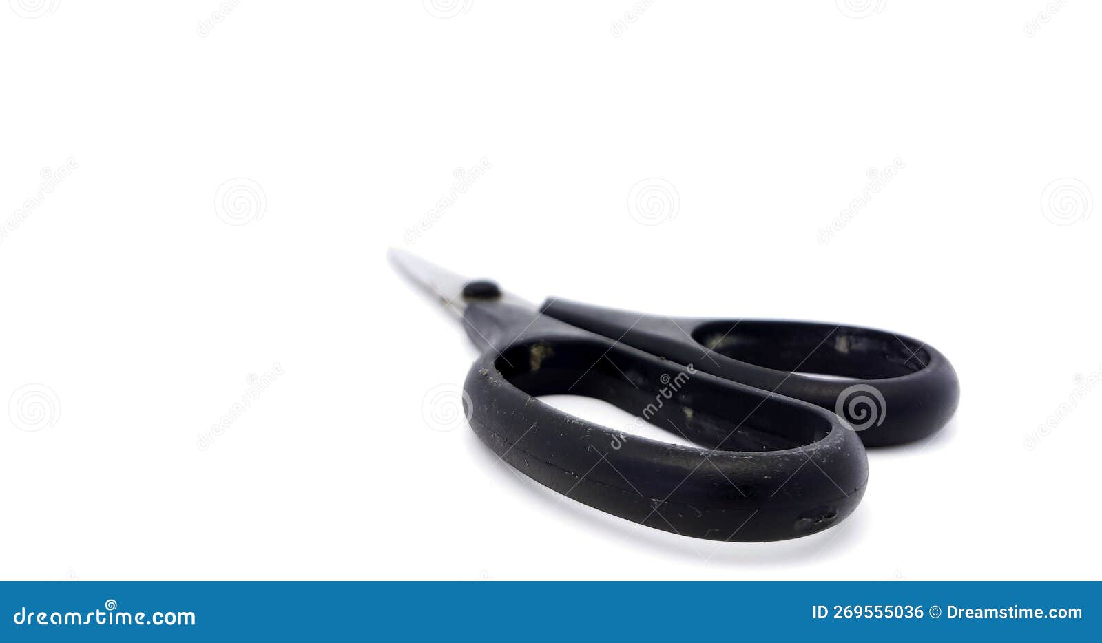 Used Scissors with Black Handle Isolated on White Background. Side View ...