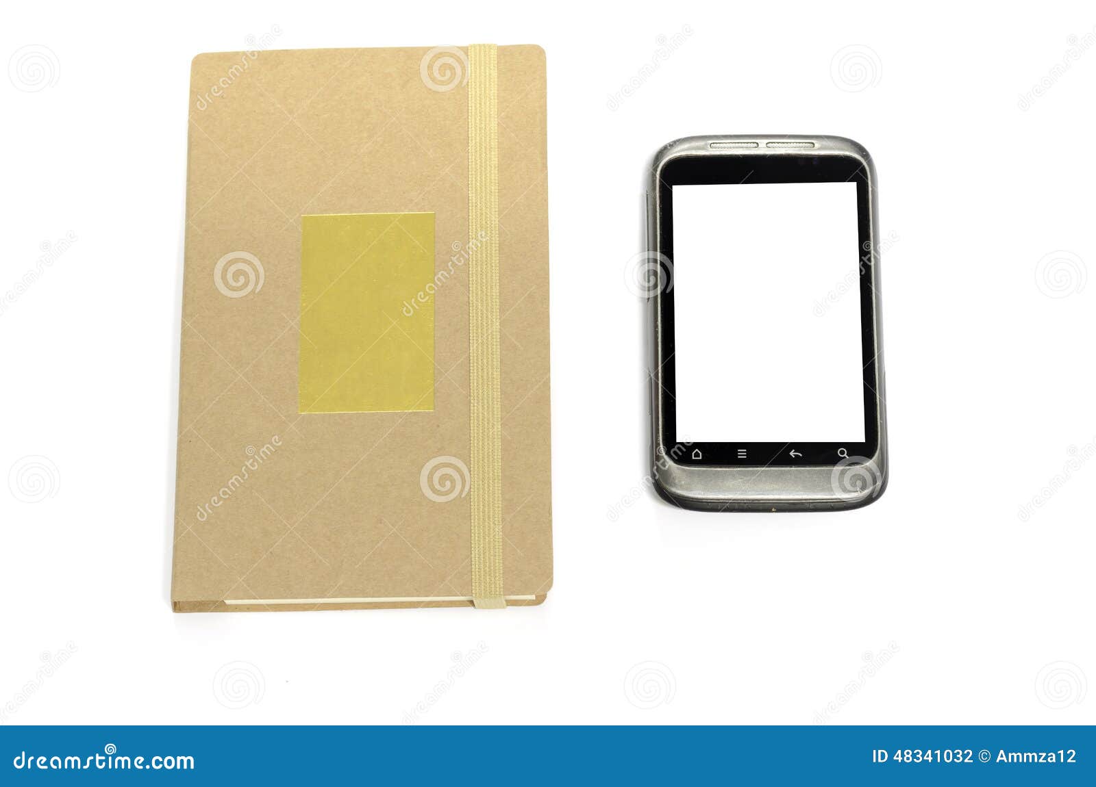 Used Smartphone with Note Book Stock Photo - Image of education, cover ...