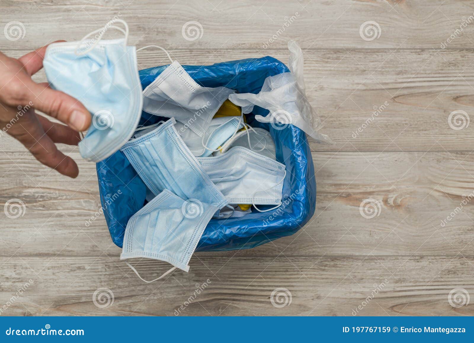 Used surgical masks stock image. Image of infection - 197767159